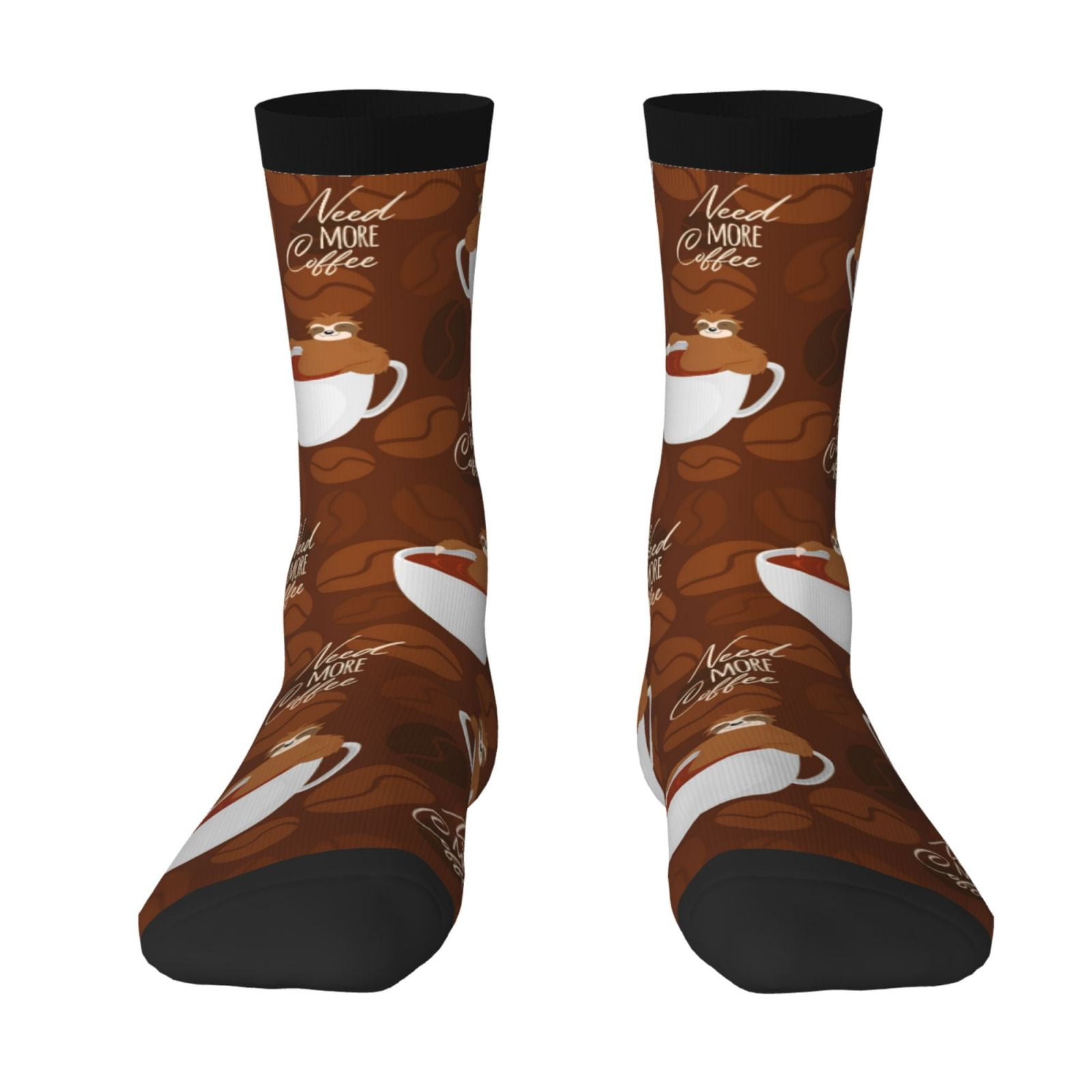 Junzan Sloths Need More Coffee Mens Funny Socks For Men Women Colorful ...