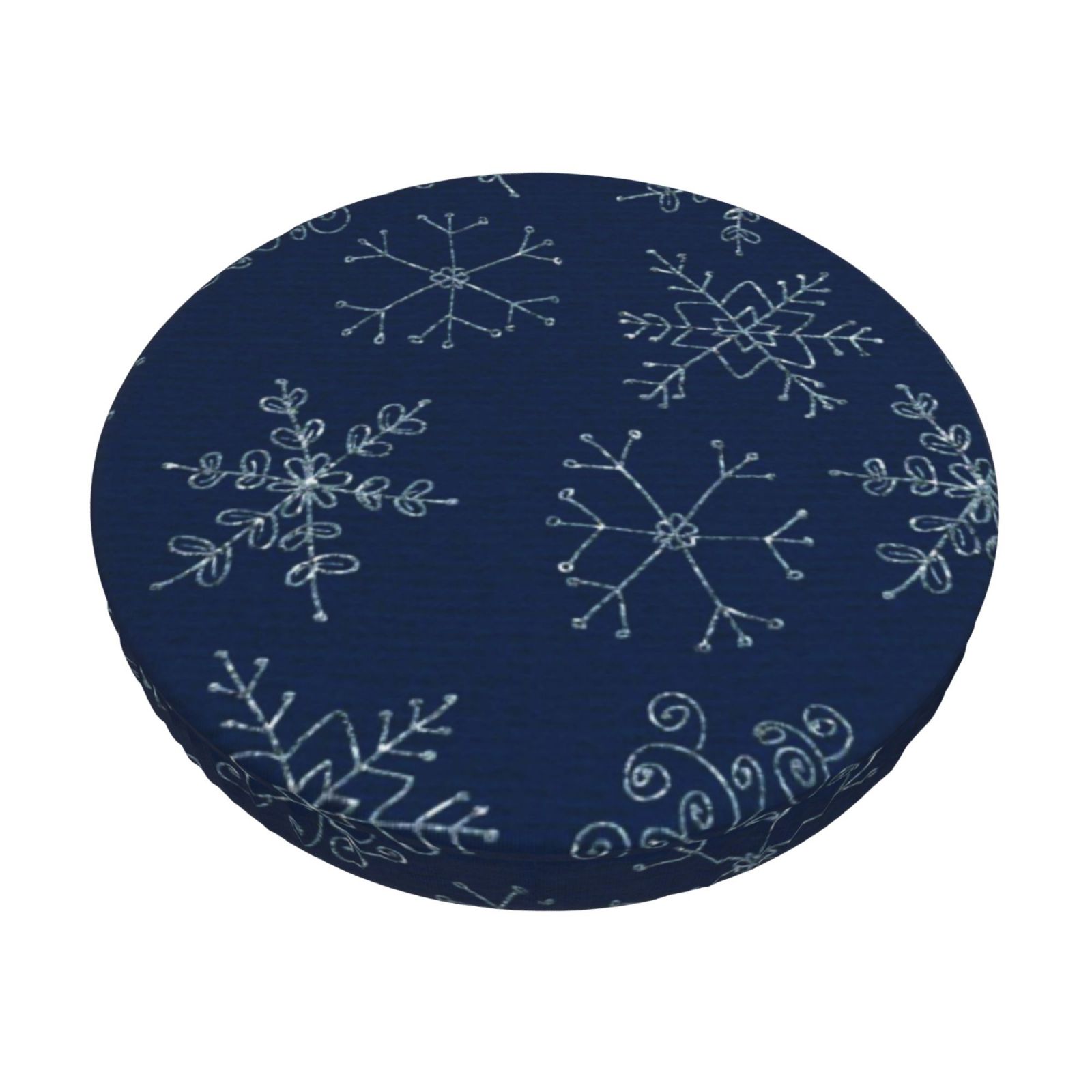 Junzan Snowflake Dark Blue Bar Stool Cover Round Seat Cushion With ...