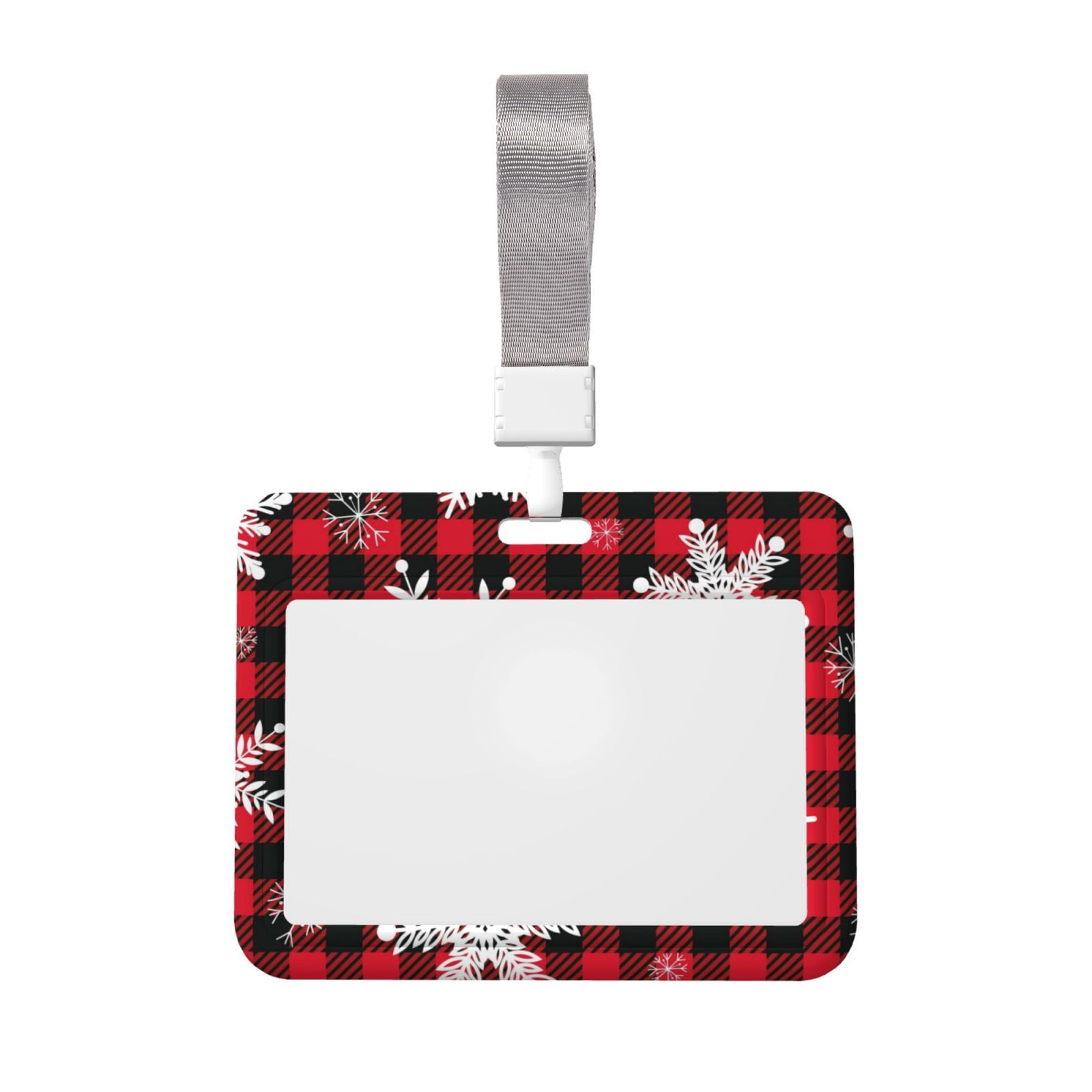 Junzan Snowflakes On A Buffalo Plaid Id Badge Holder With Windows Key ...