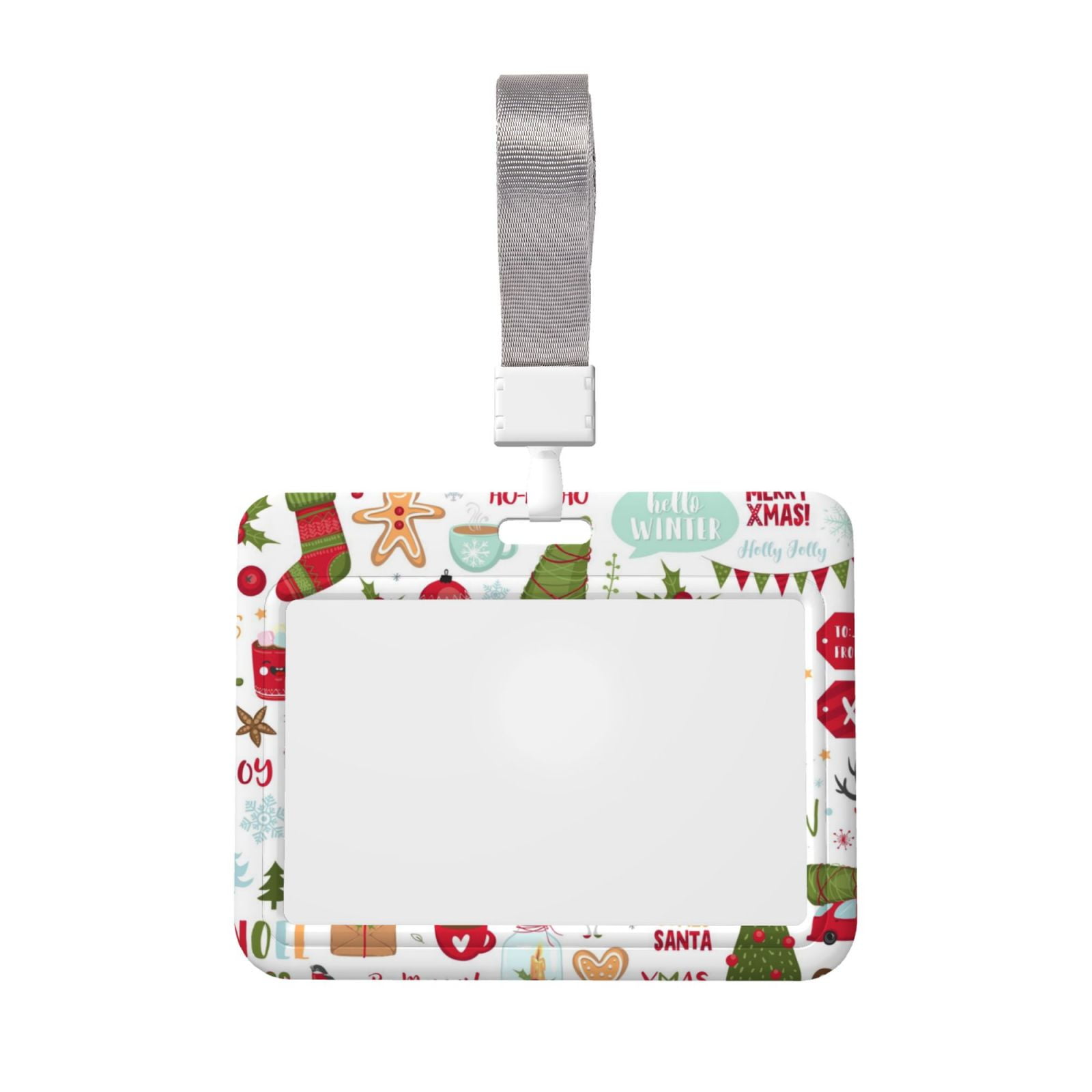 Junzan Snowflakes Santa Claus Id Badge Holder With Windows Key Card ...