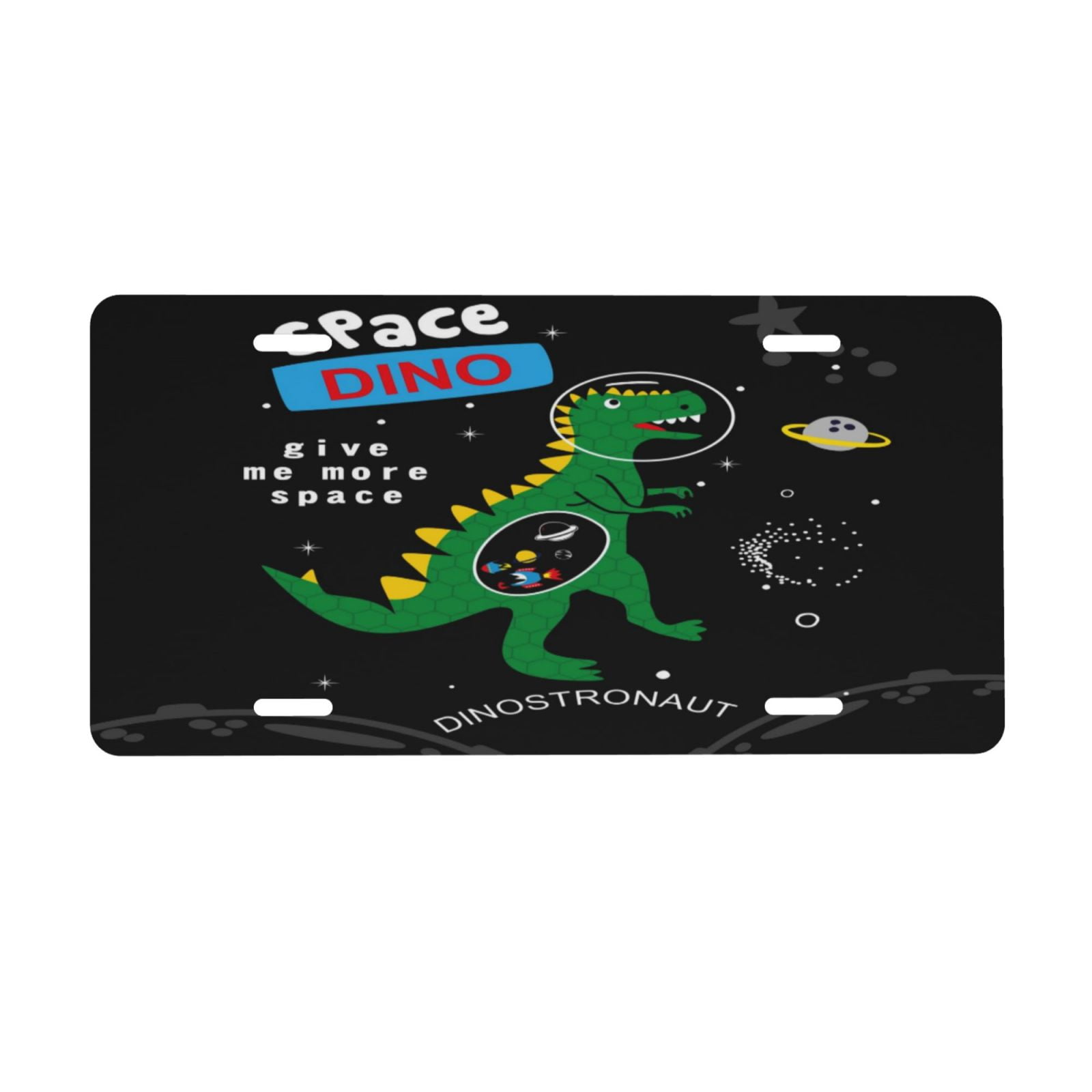 Junzan Space Dino Cartoon Black Front License Plate Covers Decorative ...