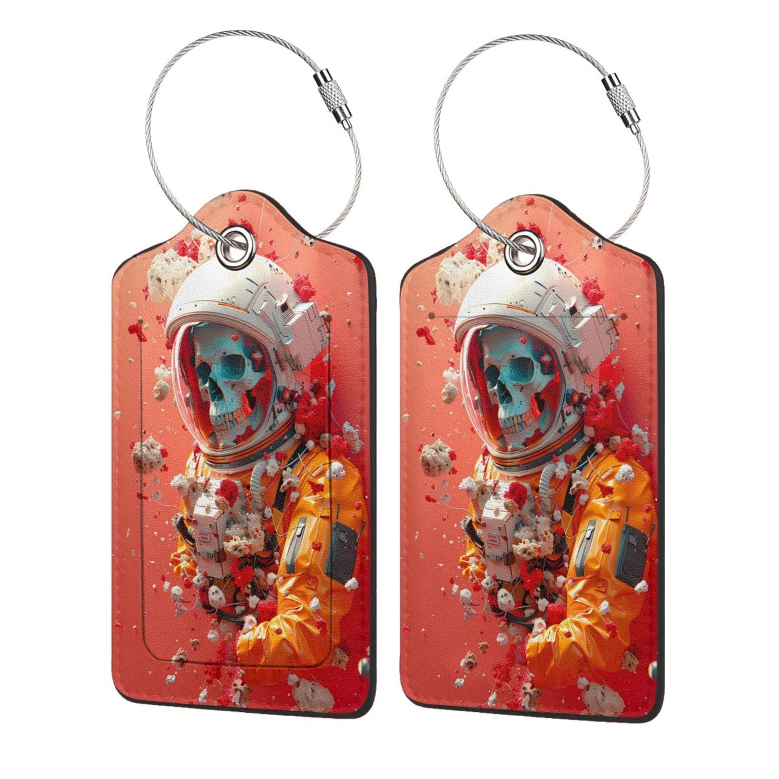 Junzan Space Skeleton Art for Luggage Tags,Leather Luggage Tags for ...