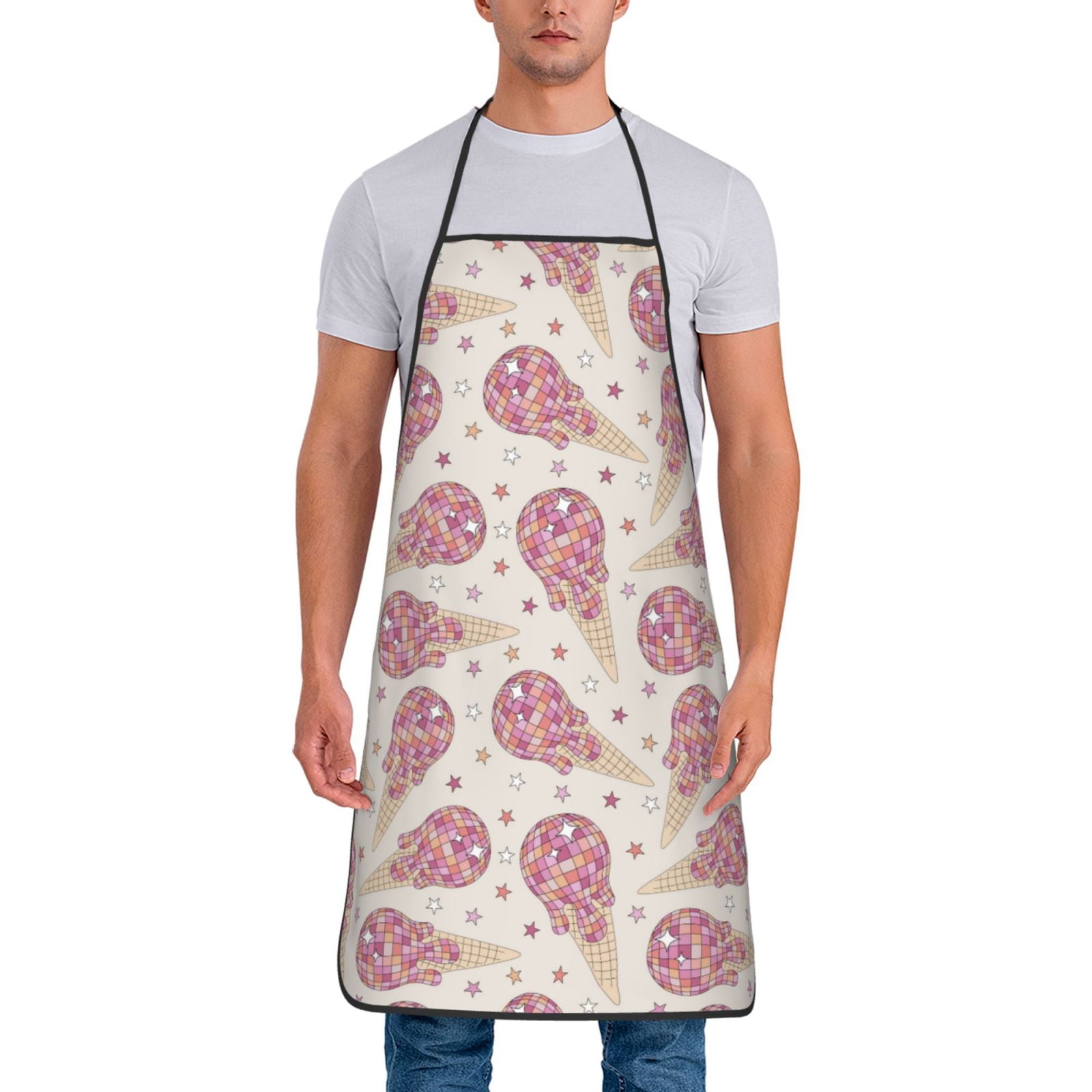Junzan Sparkling Ice Cream Print Kitchen Cooking Aprons, Chef Apron for ...