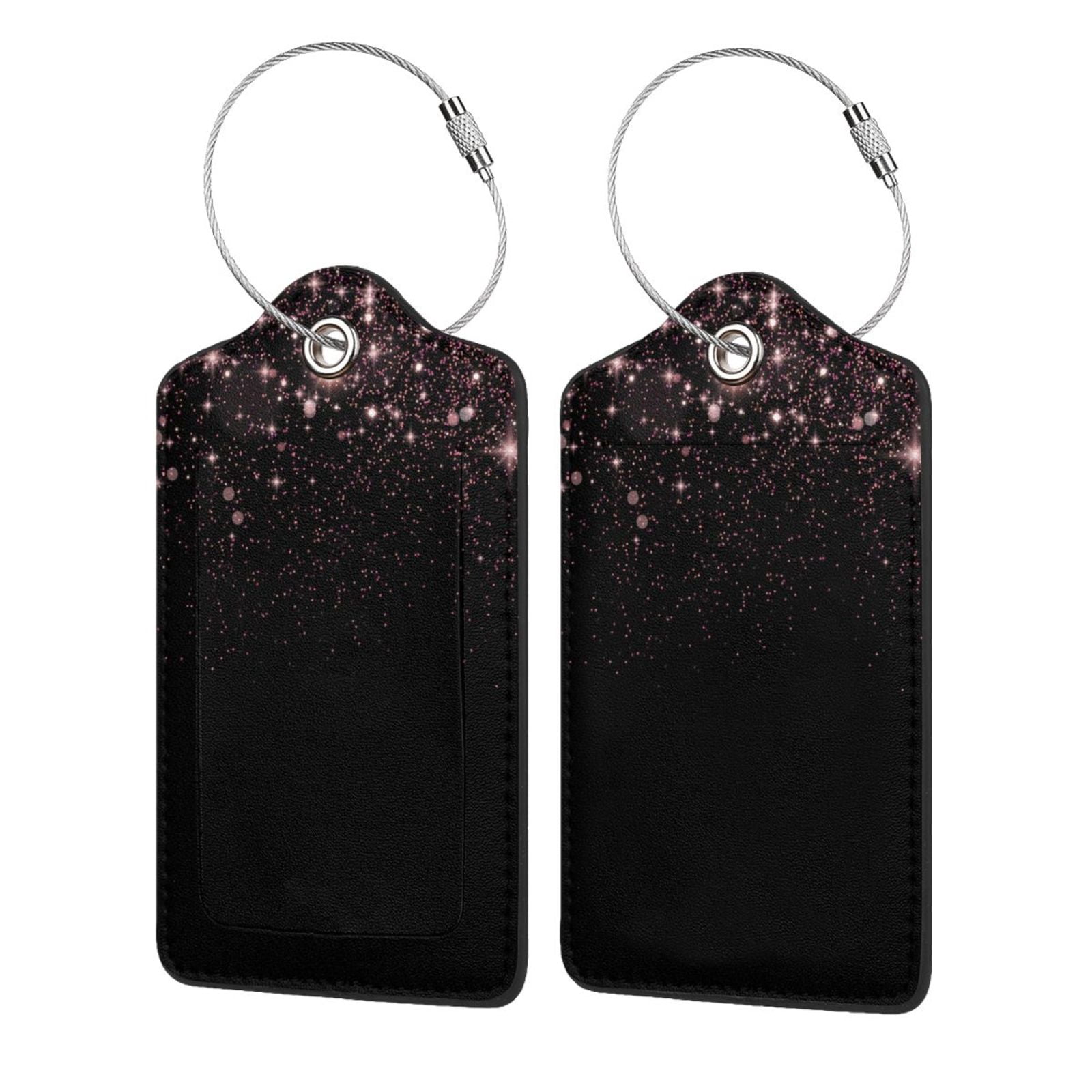 Junzan Sparkling Pink Night Sky for Luggage Tags,Leather Luggage Tags ...