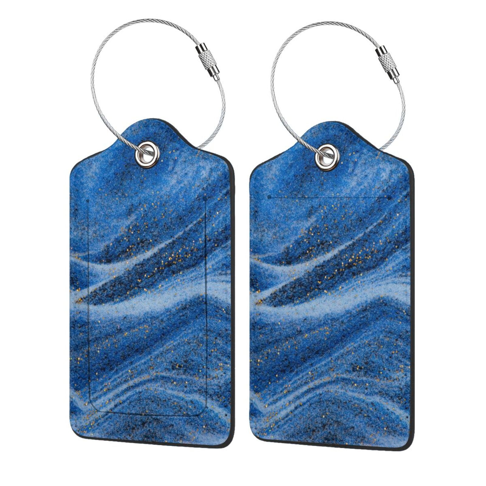 Junzan Sparkling With Blue for Luggage Tags,Leather Luggage Tags for ...