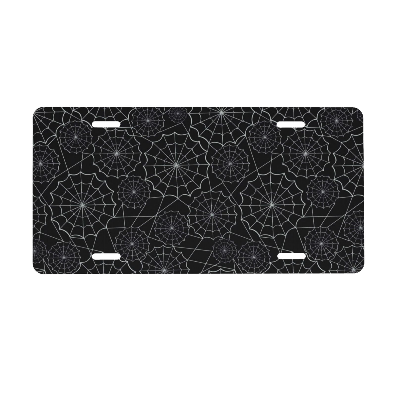 Junzan Spider Web Black Front License Plate Covers Decorative Car Metal ...