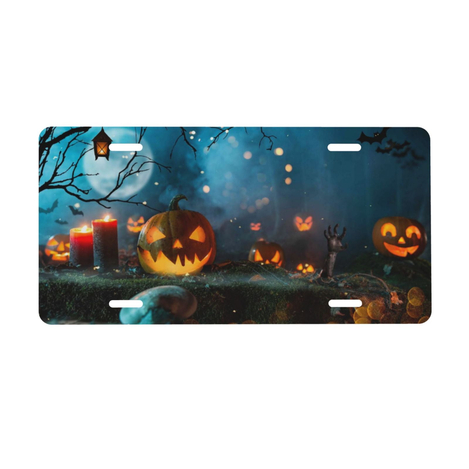 Junzan Spooky Halloween Front License Plate Covers Decorative Car Metal ...