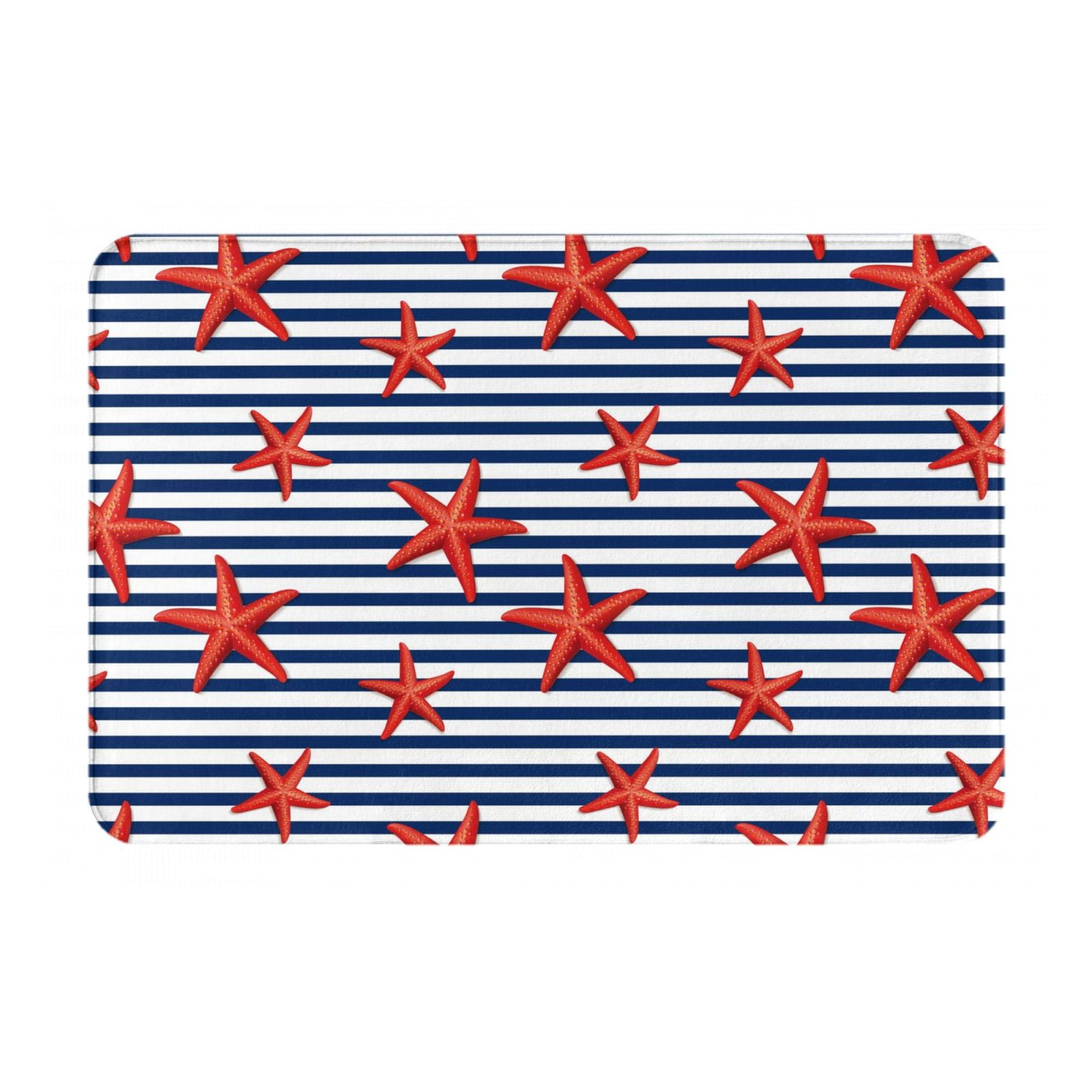Junzan Starfish Navy Blue Stripe Custom Funny Welcome Doormat ...