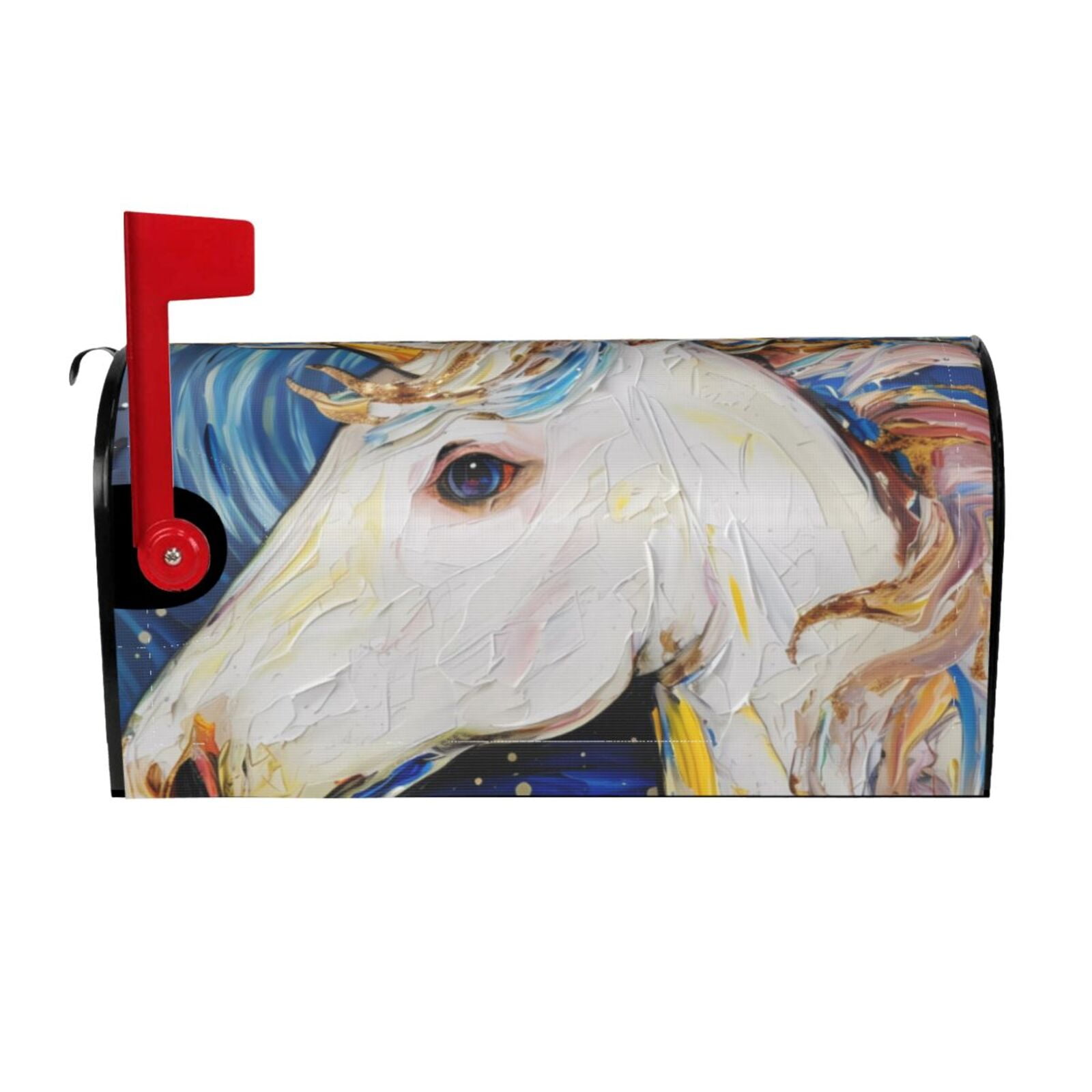 Junzan Starry White Horse Pattern Mailbox Covers,Magnetic Mailbox ...