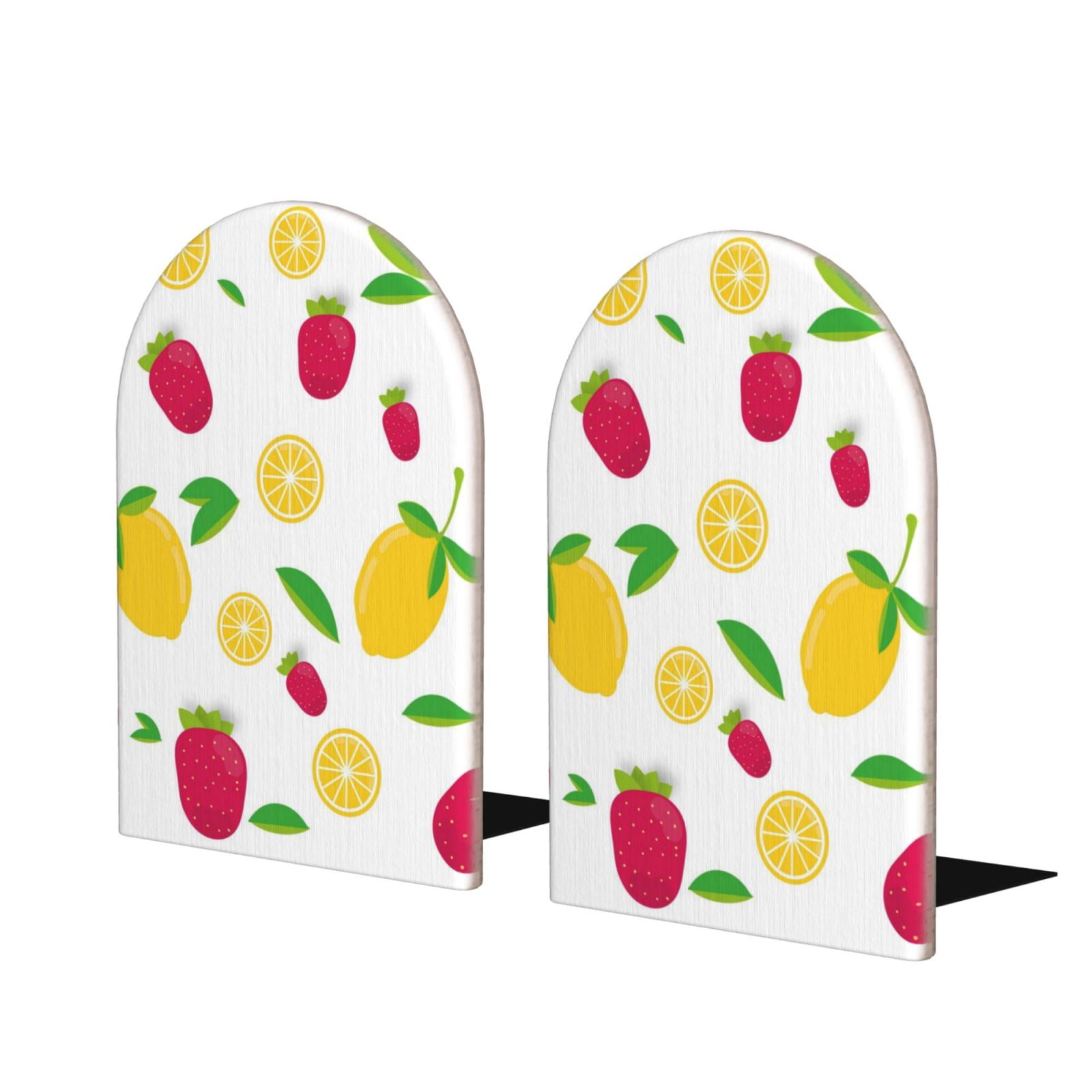 Junzan Strawberry and Lemon for Wood Bookends,1 Pair Book Ends for ...