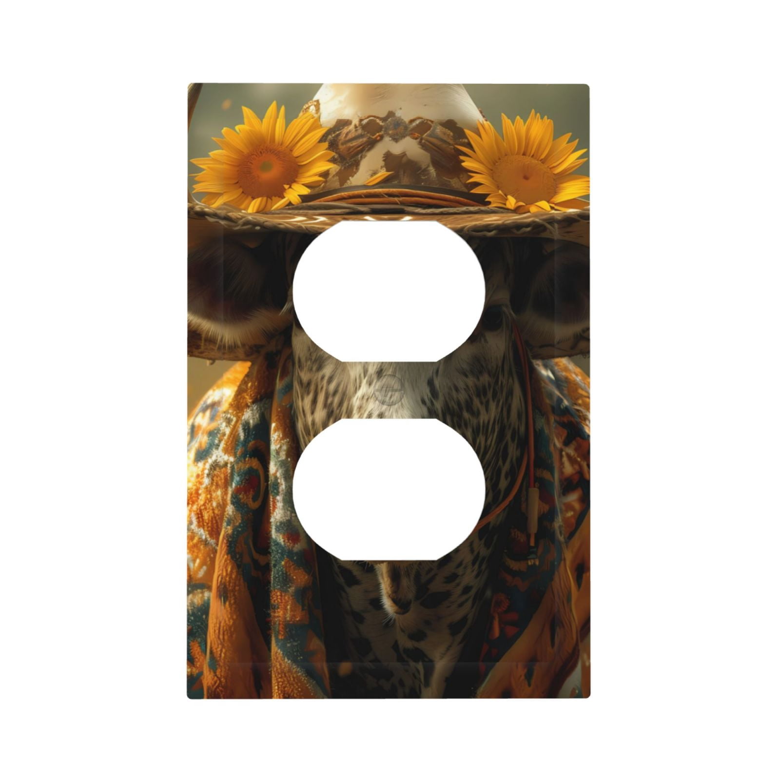 Junzan Sunflower Cowboy Hat Cow for Electrical Outlet Covers, 5" x 3 ...