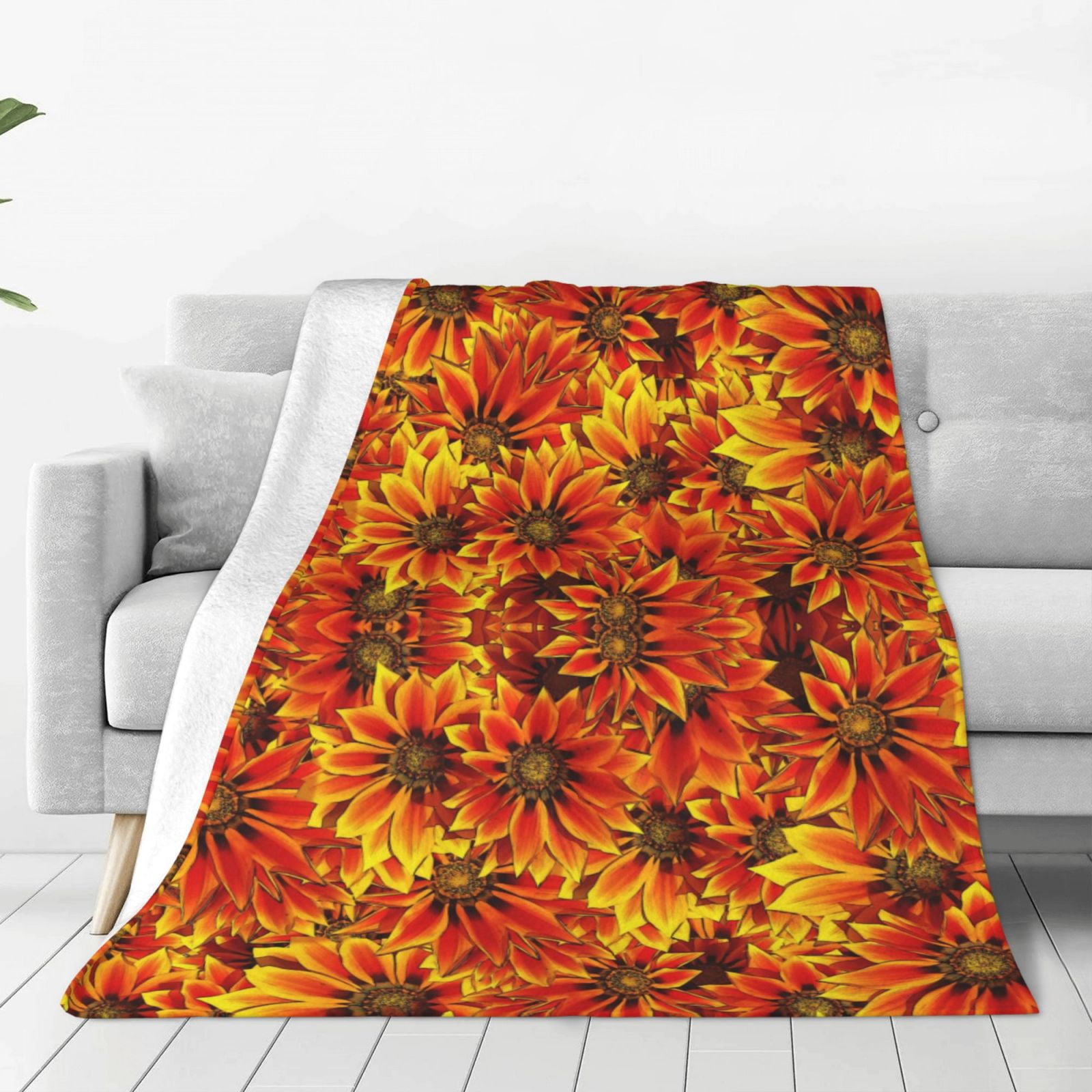Junzan Sunflower4 Print Flannel Fleece Blanket Throw Blanket For Bed ...