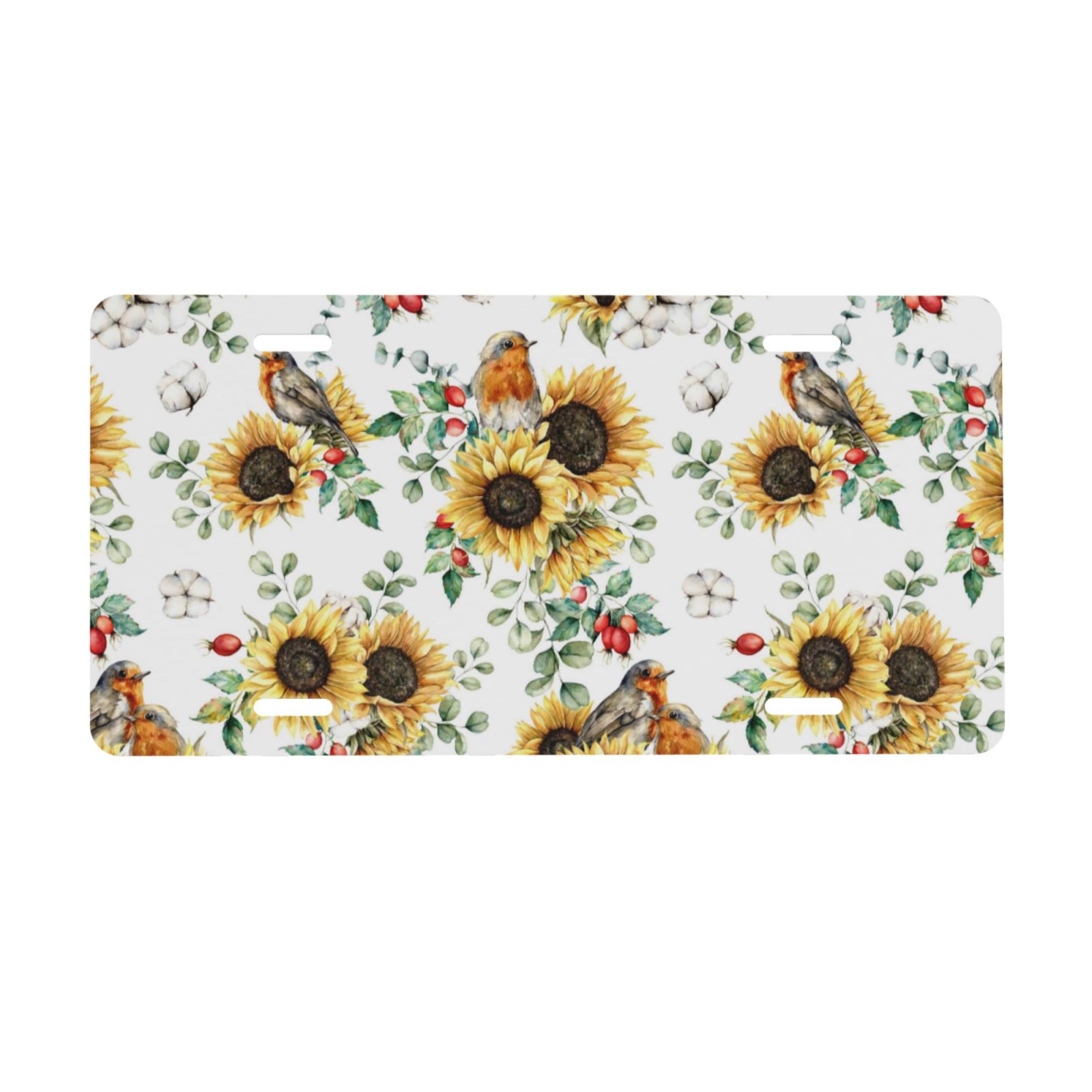 Junzan Sunflowers Leaves And Birds Front License Plate Covers ...