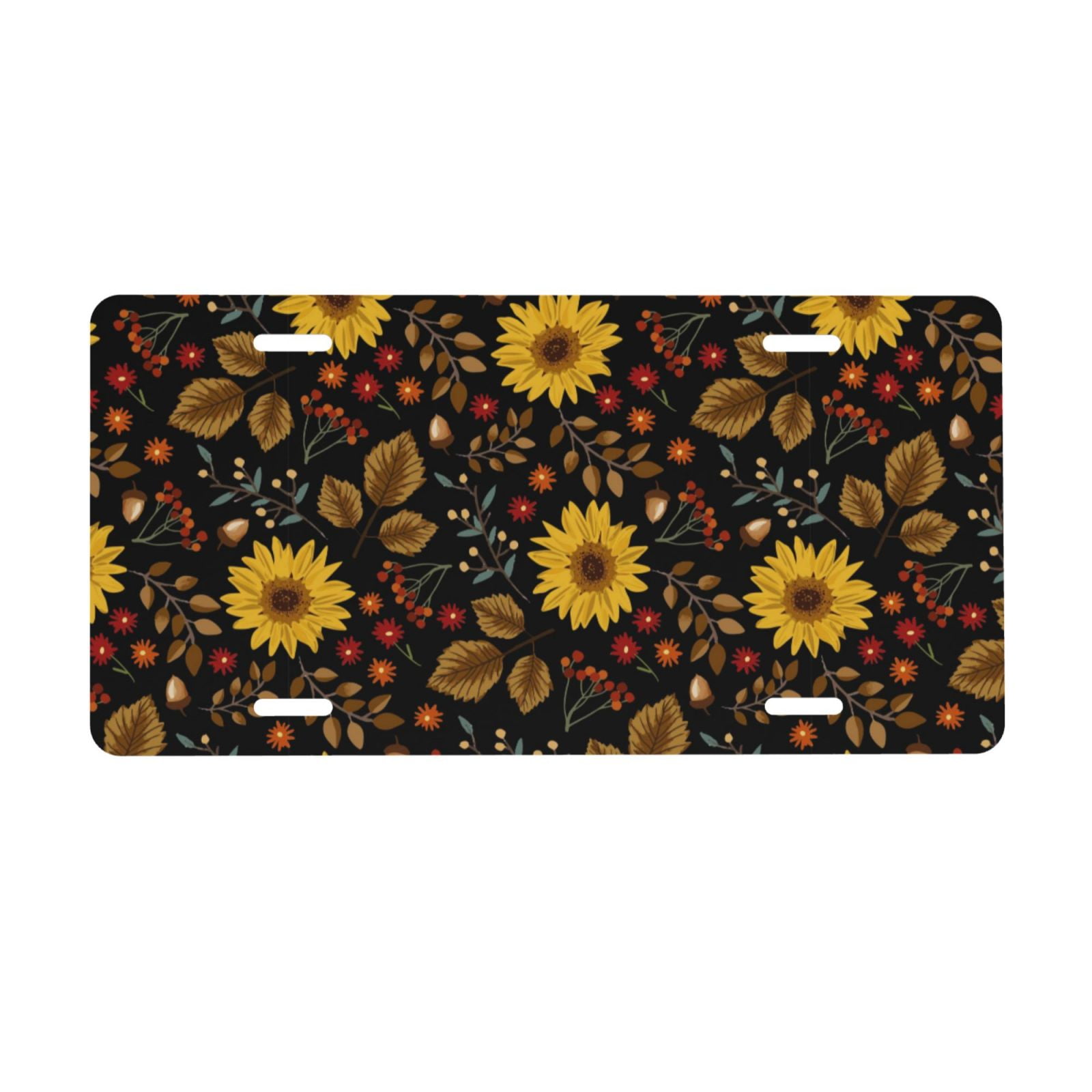Junzan Sunflowers Leaves Front License Plate Covers Decorative Car ...