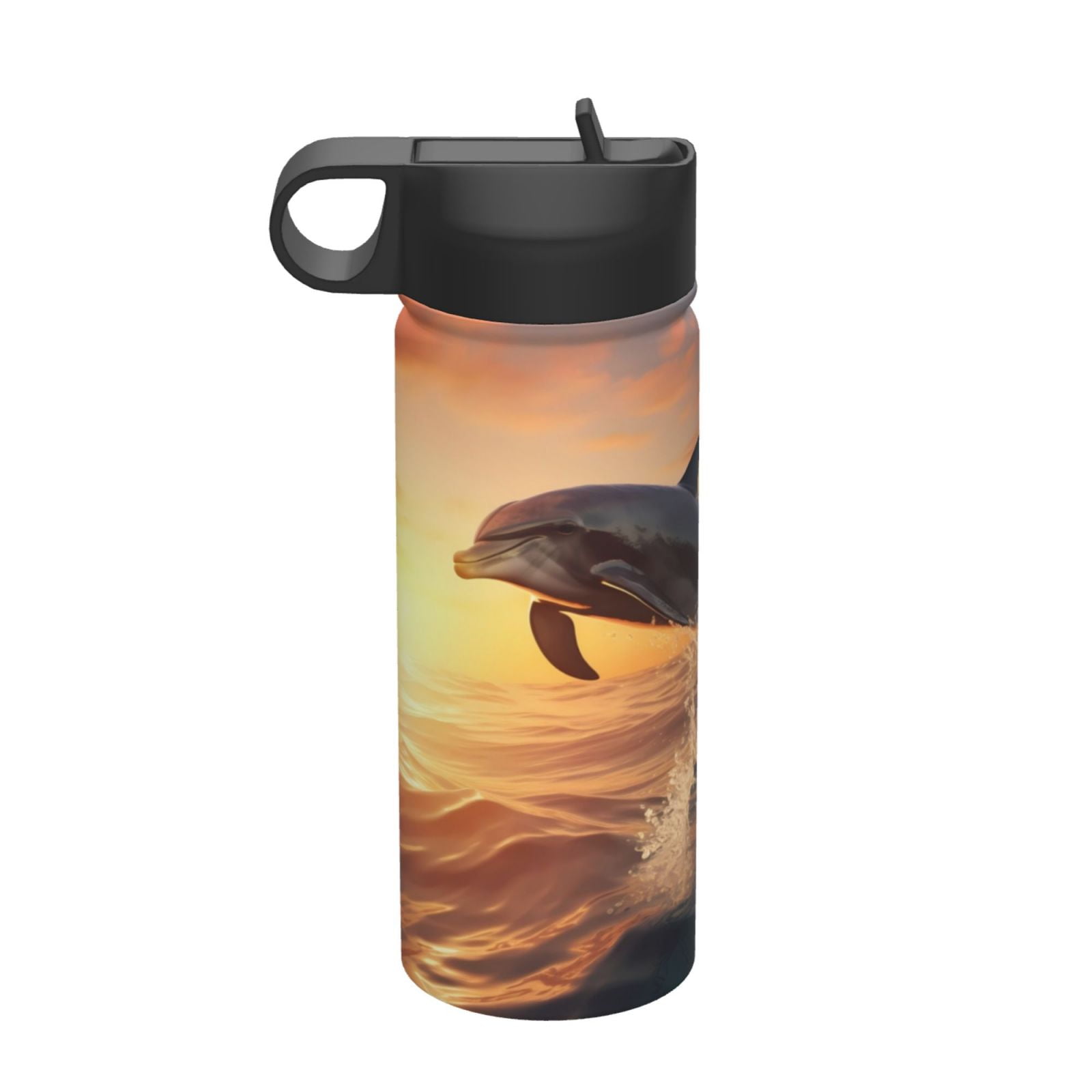 Junzan Sunset Dancing Dolphin A Pattern Stainless Steel Sports Water ...
