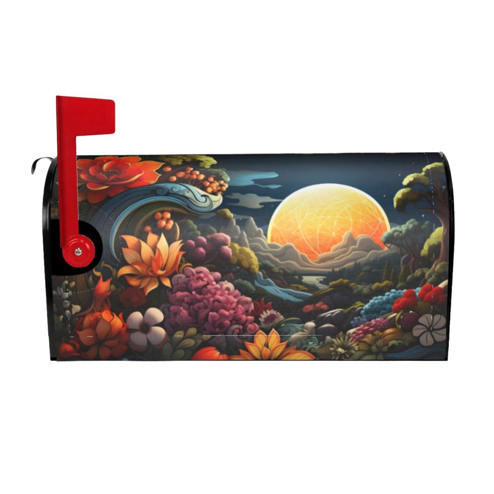 Junzan Sunset Floral Fantasy Landscape Pattern Mailbox Covers,Magnetic ...