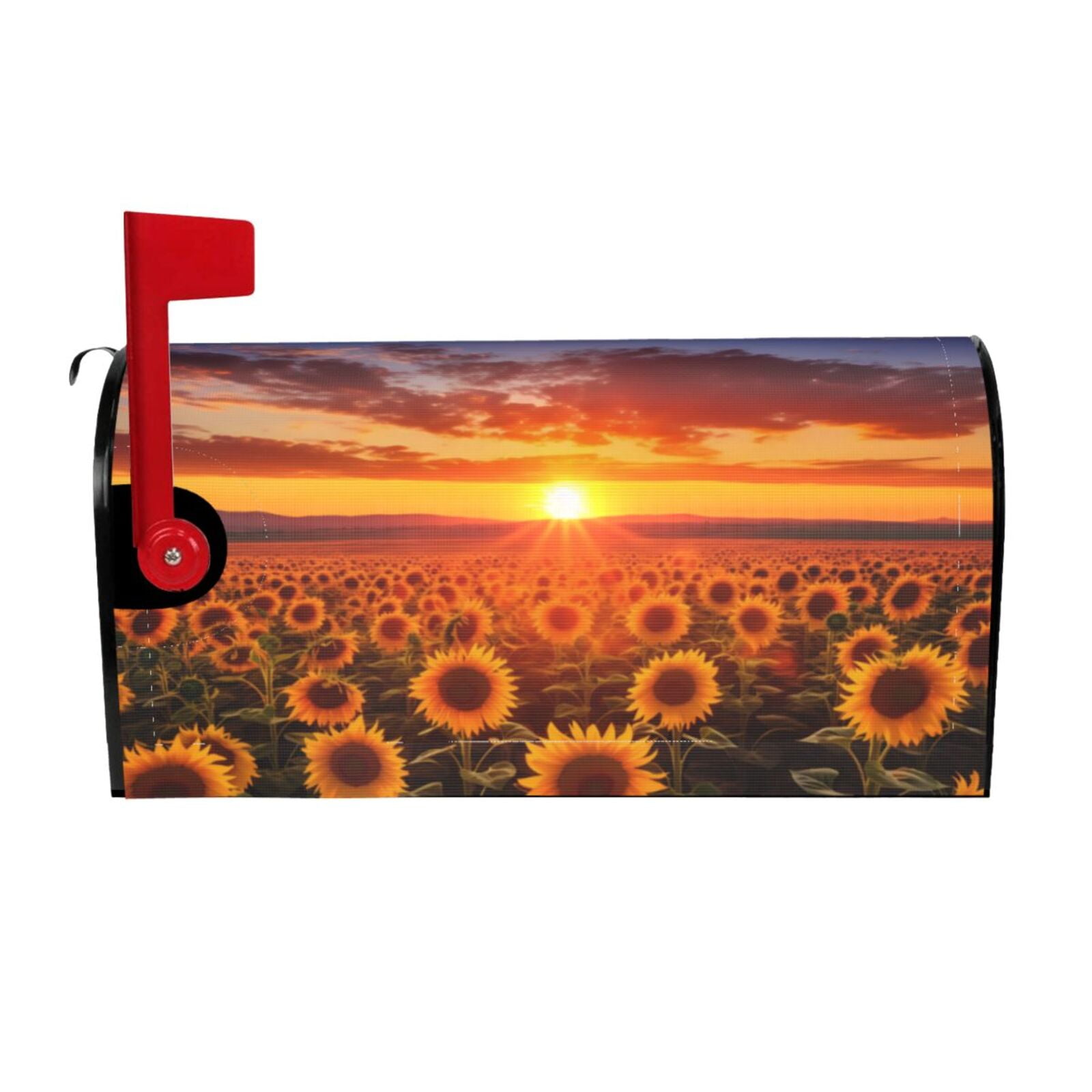 Junzan Sunset Golden Sunflower Field Pattern Mailbox Covers,Magnetic ...