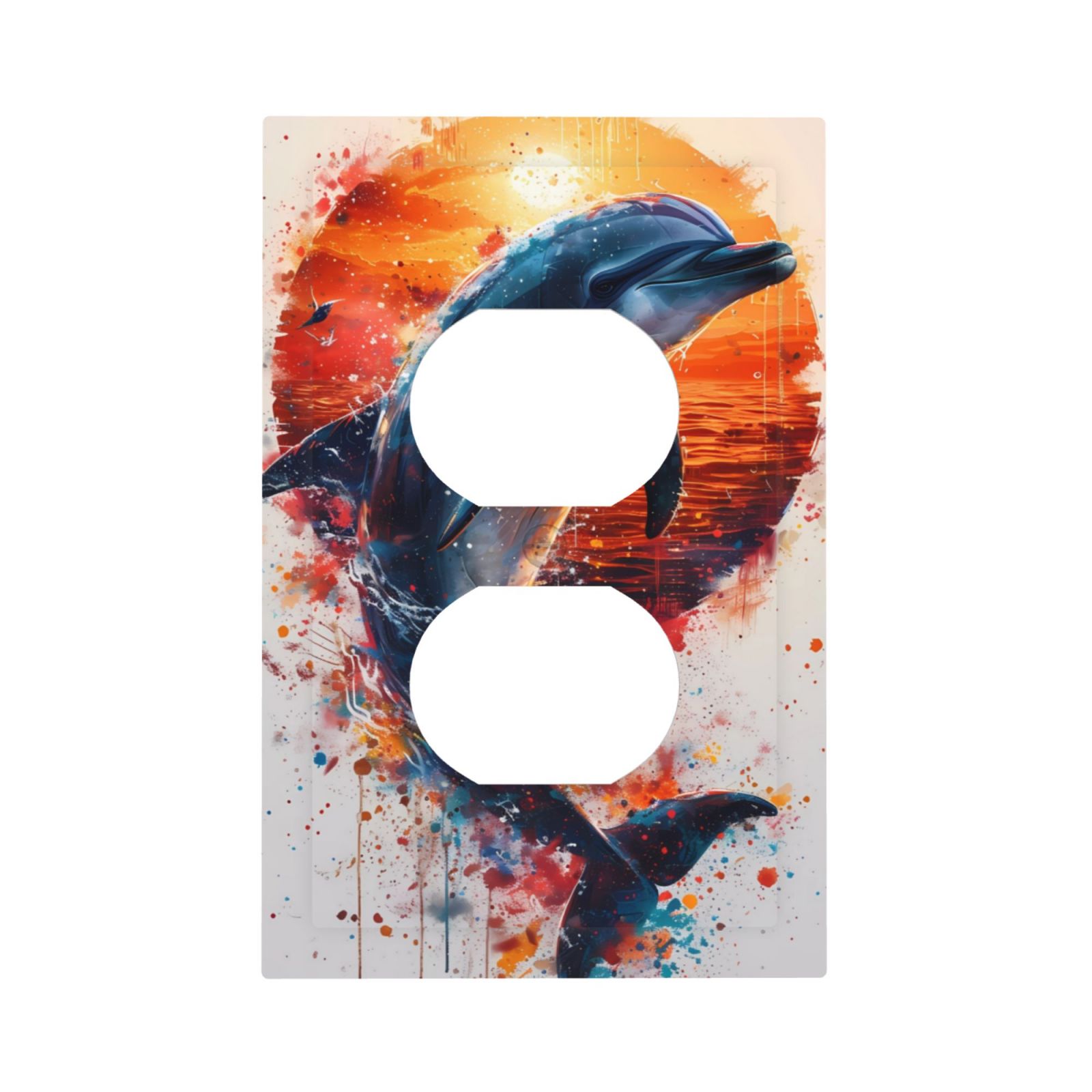 Junzan Sunset Ocean Watercolor Dolphin for Electrical Outlet Covers, 5 ...