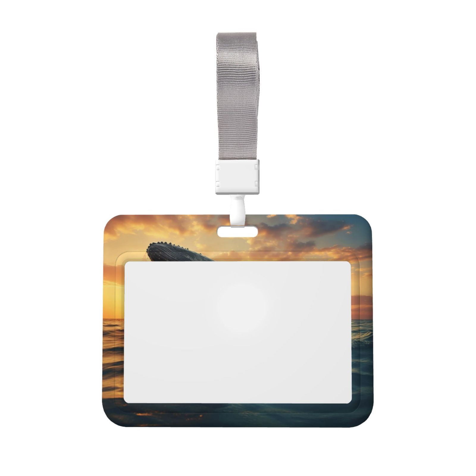 Junzan Sunset Ocean Whale ID Badge Holder with Windows Key Card Work ...