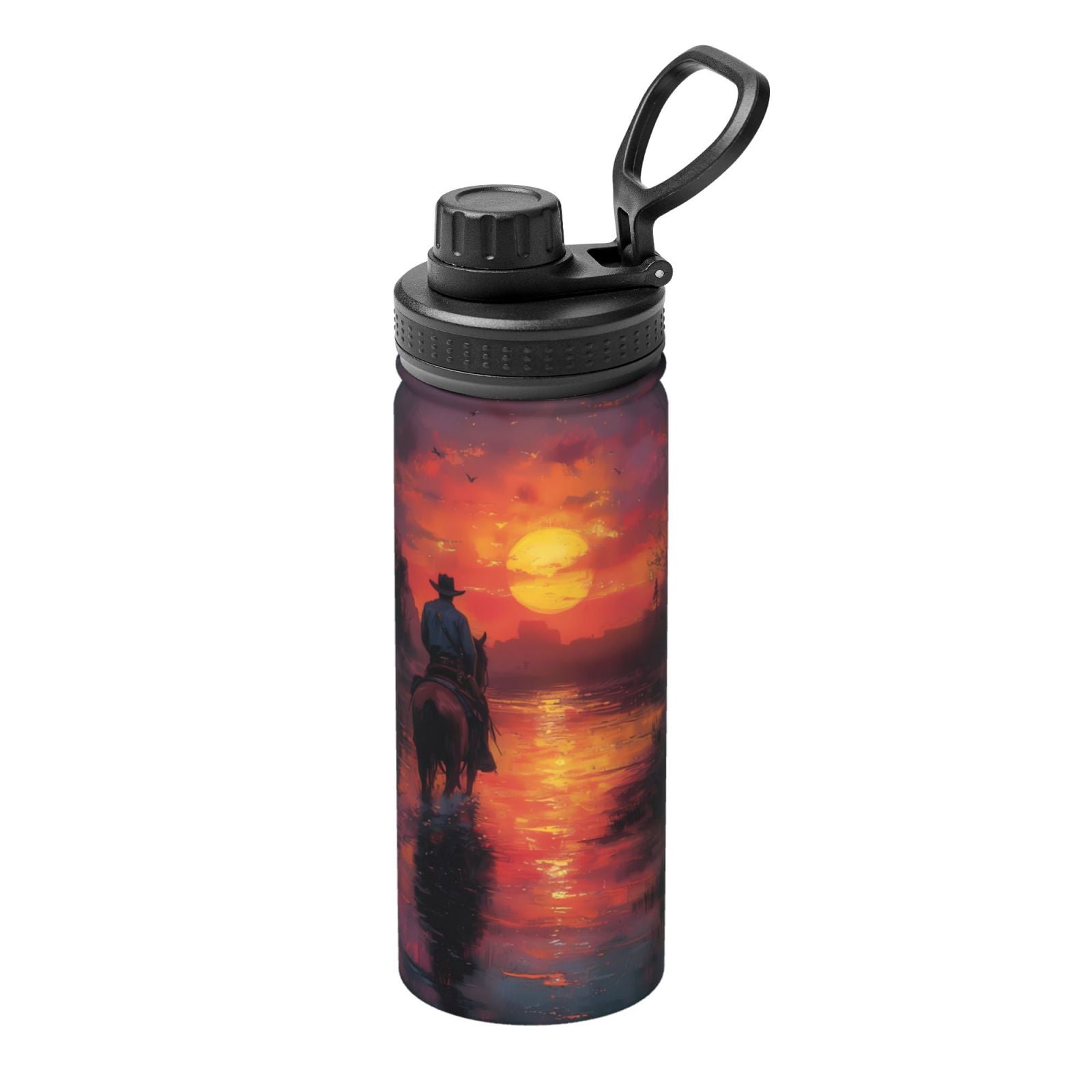 Junzan Sunset River Western Cowboy Pattern 18OZ Stainless Steel Sports ...