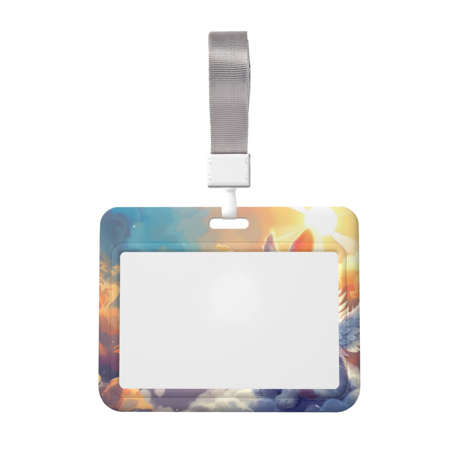 Junzan Sunshine Colorful Cloud Rabbit ID Badge Holder with Windows Key ...