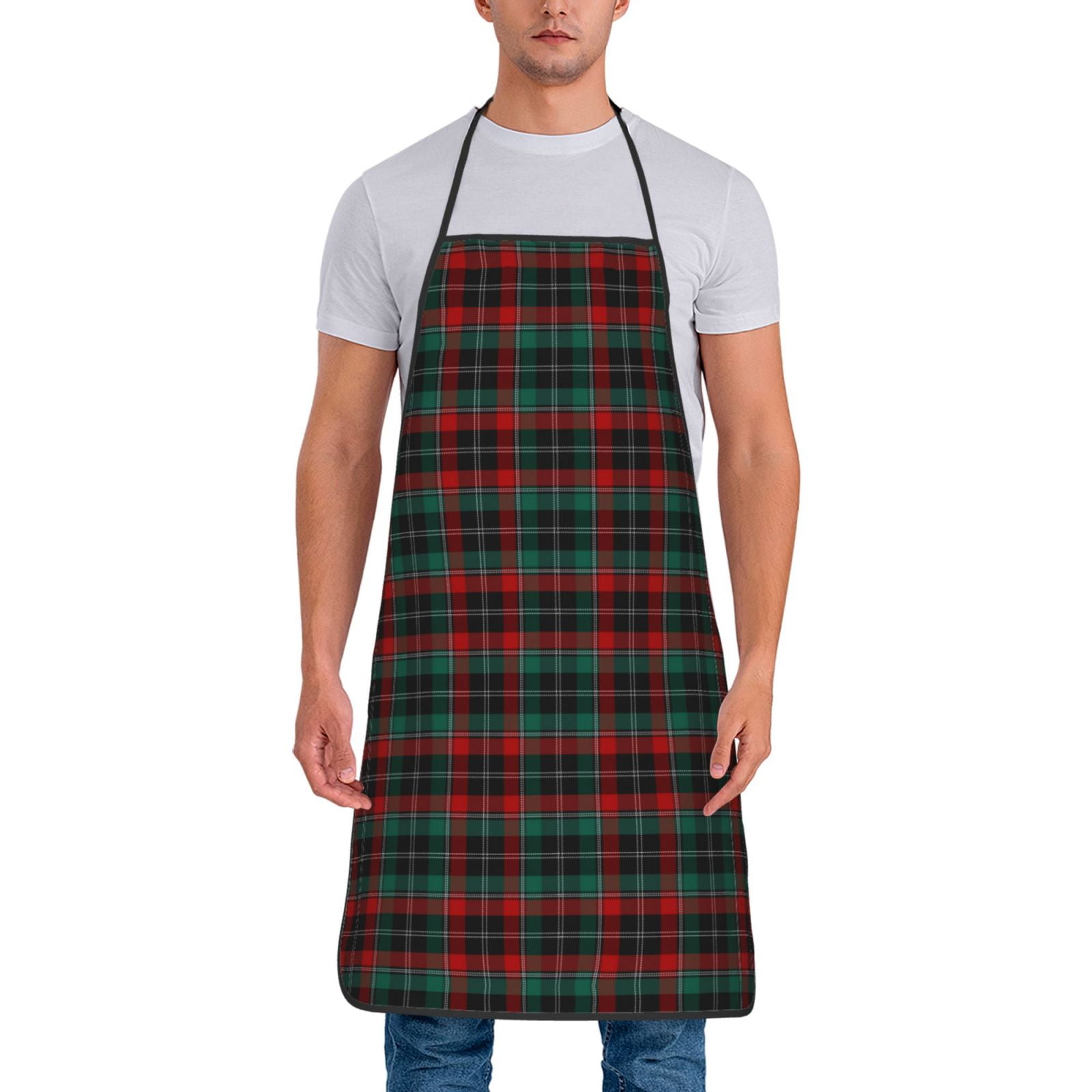 Junzan Tartan Plaid Print Kitchen Cooking Aprons, Chef Apron for Men ...