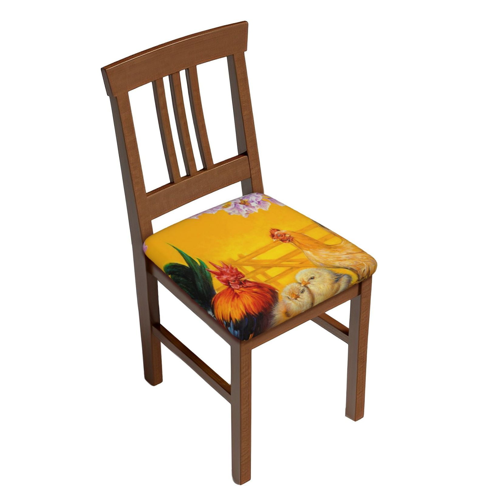 Junzan The Chicken Family Rooster Hen And Chicks Print Dining Chair ...