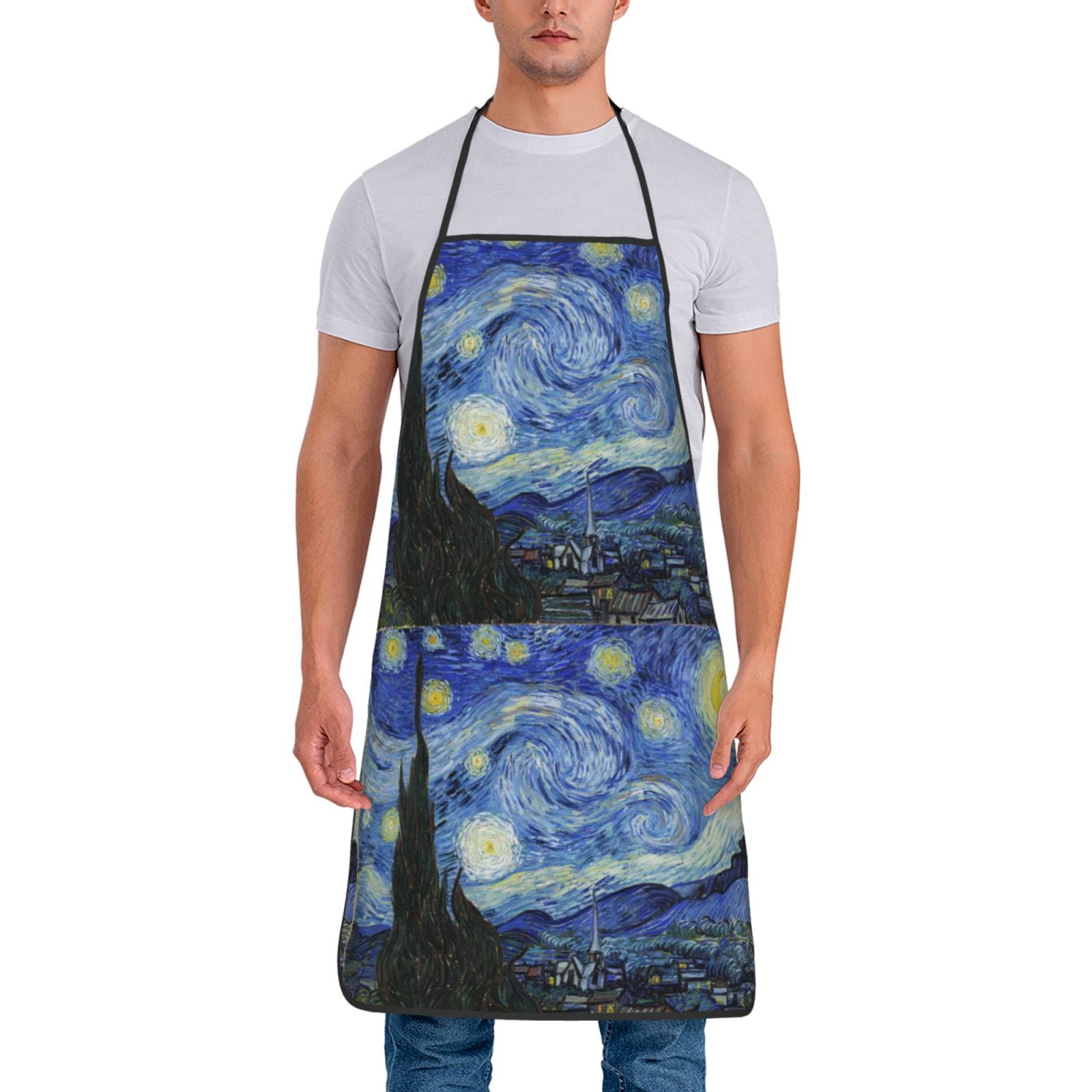Junzan The Starry Night Print Kitchen Cooking Aprons, Chef Apron for ...
