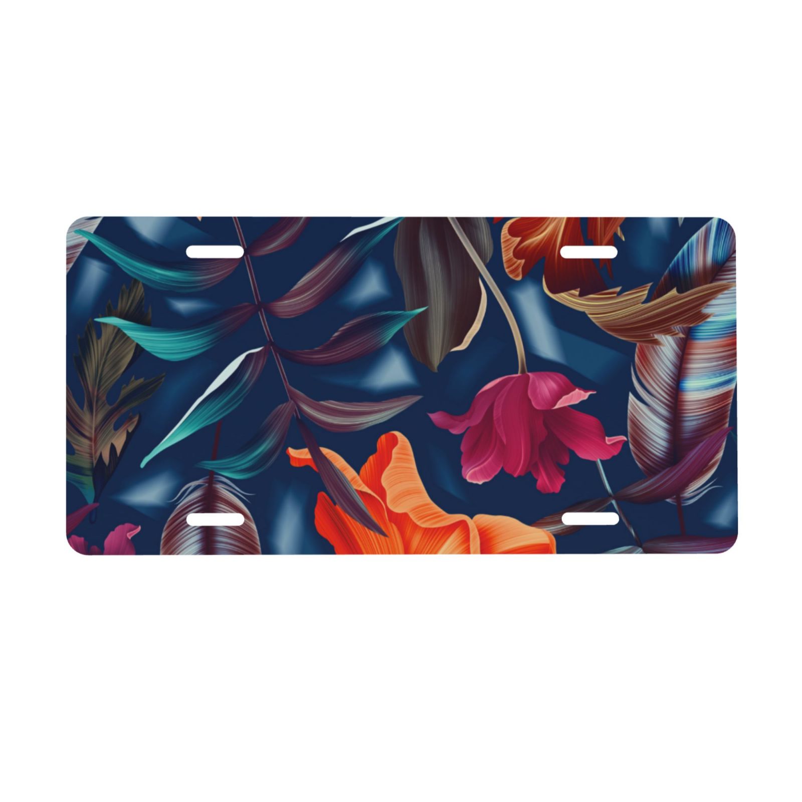 Junzan Tropical Flower Front License Plate Covers Decorative Car Metal ...