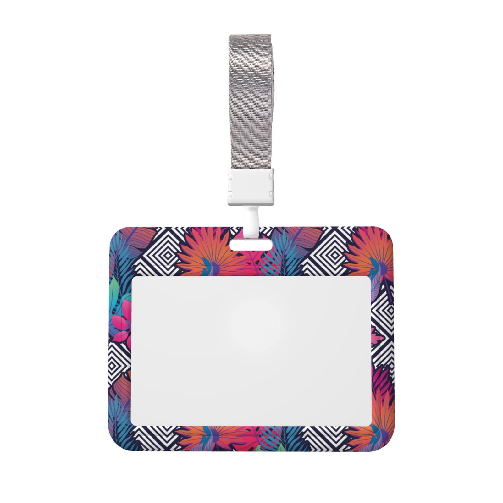 Junzan Tropical Leaves ID Badge Holder with Windows Key Card Work Badge ...