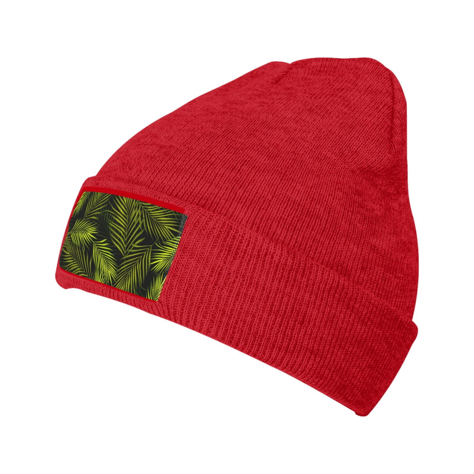 Junzan Tropical Palm Leaves Fern Leaf Mens Winter Hats Thick Knit Cuff ...