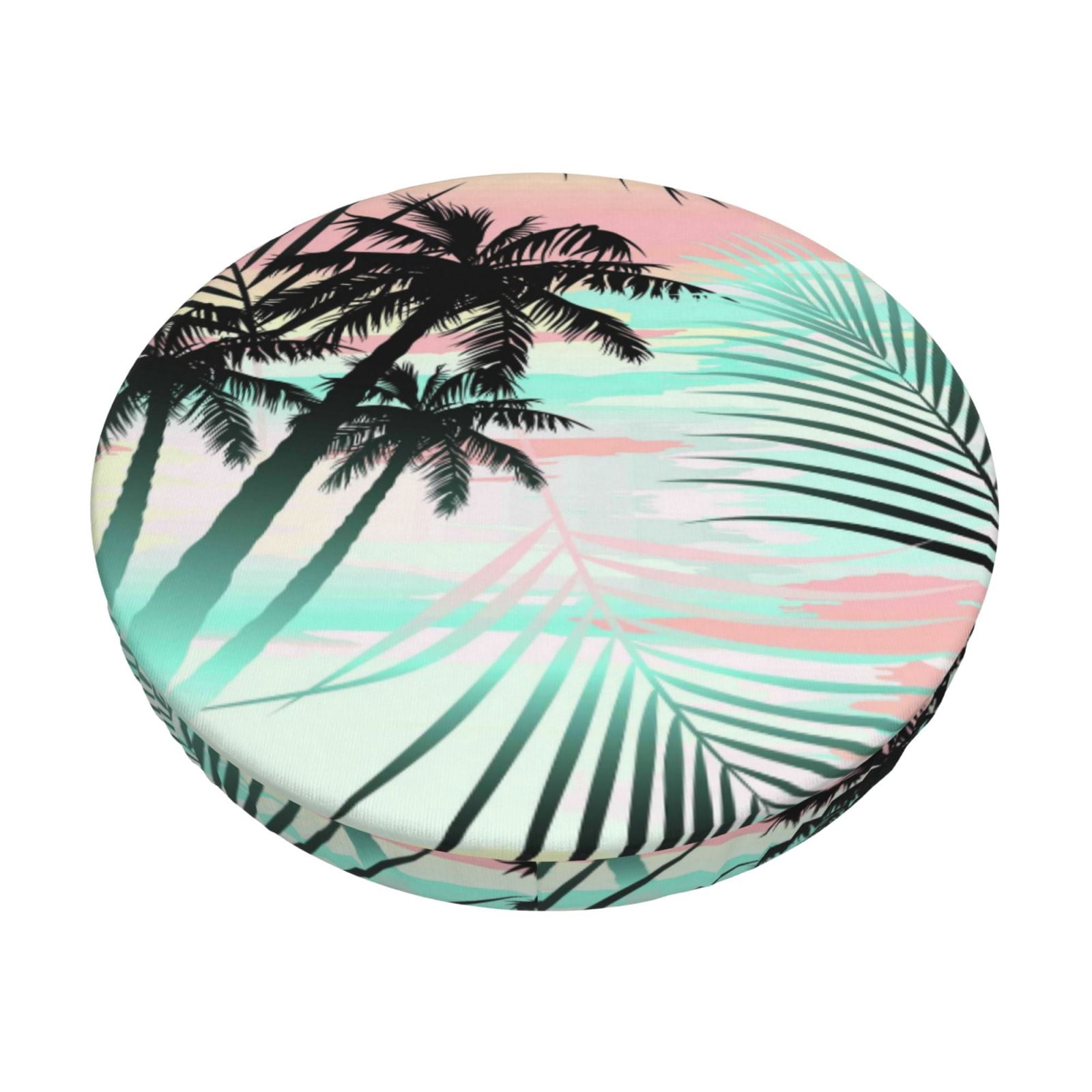 Junzan Tropical Summer Palm Bar Stool Cover Round Seat Cushion With ...