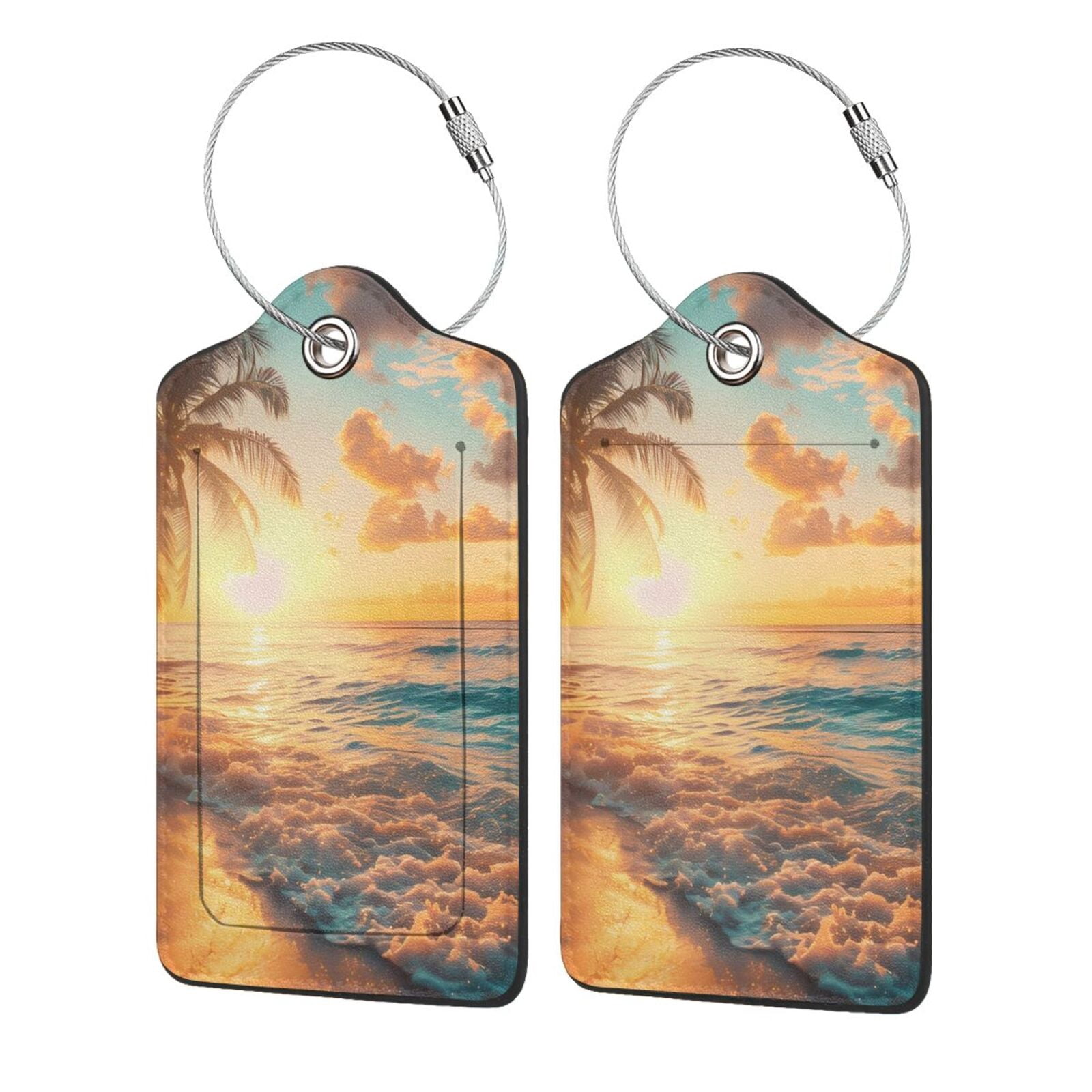 Junzan Tropical Sunset Beach Scene for Luggage Tags,Leather Luggage ...