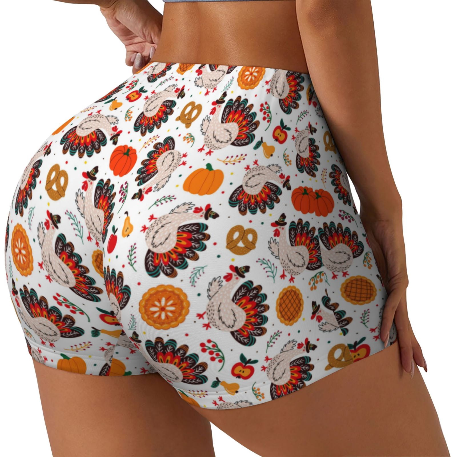 Junzan Turkey And Thanksgiving2 Pattern Women Workout Impact Shorts ...
