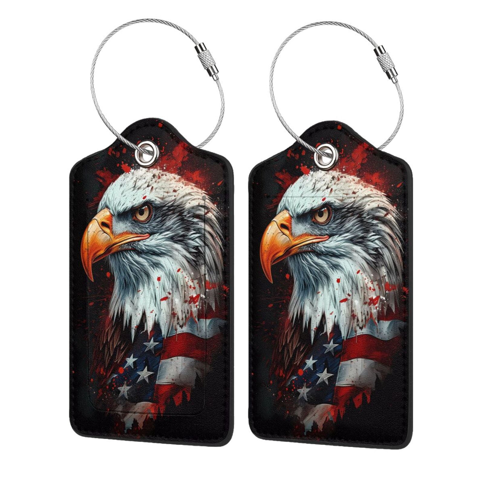 Junzan USA Bald Eagle for Luggage Tags,Leather Luggage Tags for ...