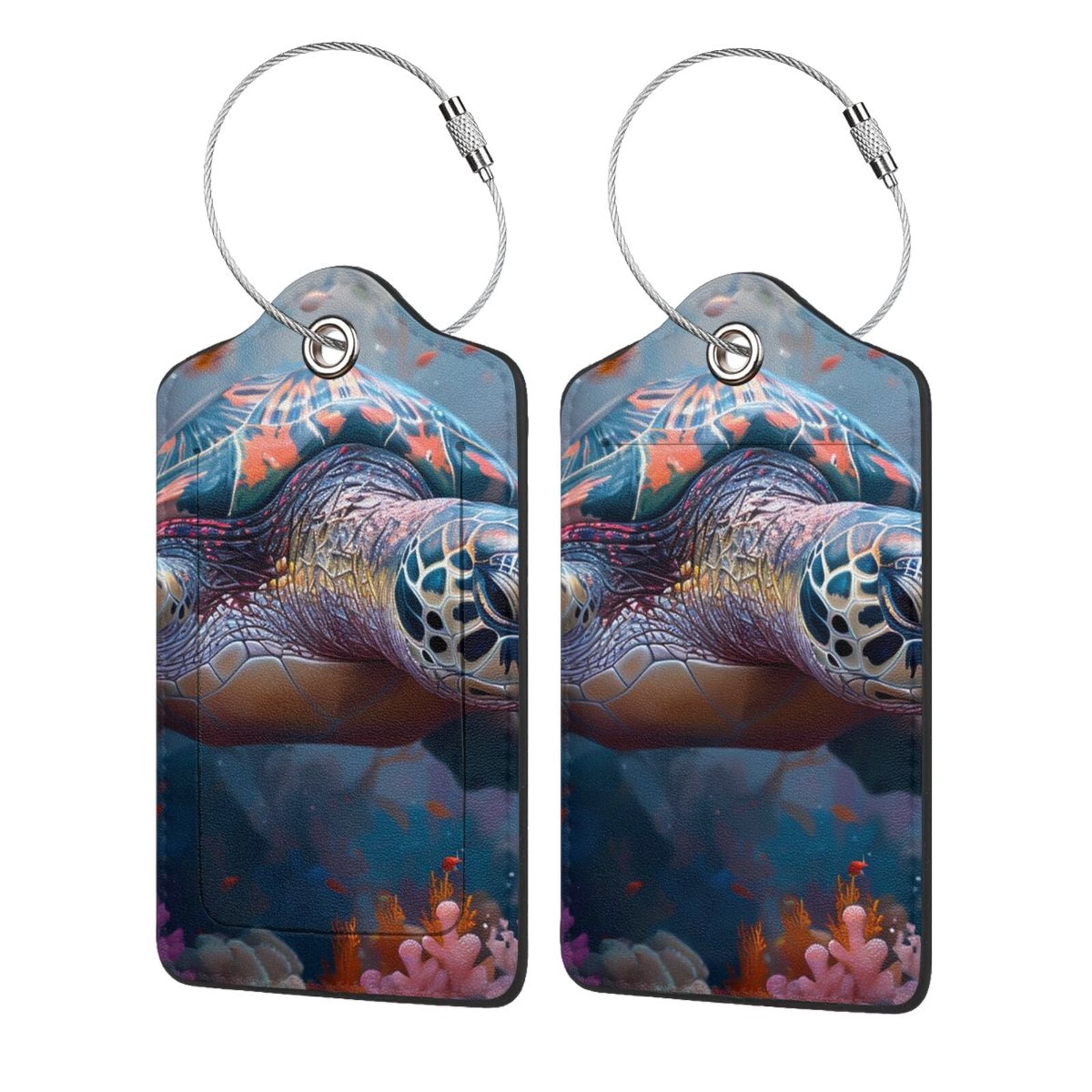 Junzan Underwater Lazy Turtle for Luggage Tags,Leather Luggage Tags for ...