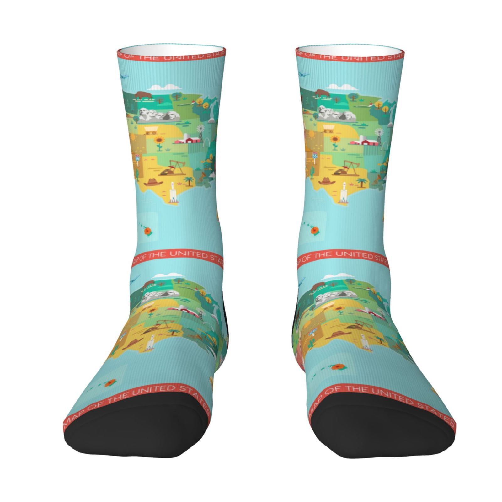 Junzan Usa Tourist Map Mens Funny Socks For Men Women Colorful Fun ...