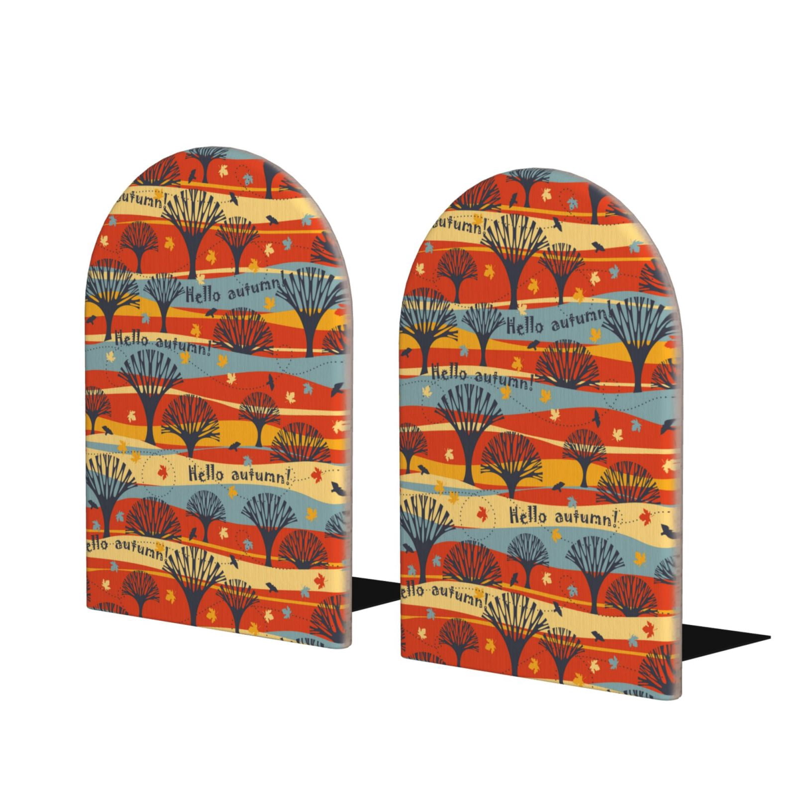 Junzan Vibrant Autumn Forest Hues for Wood Bookends,1 Pair Book Ends ...