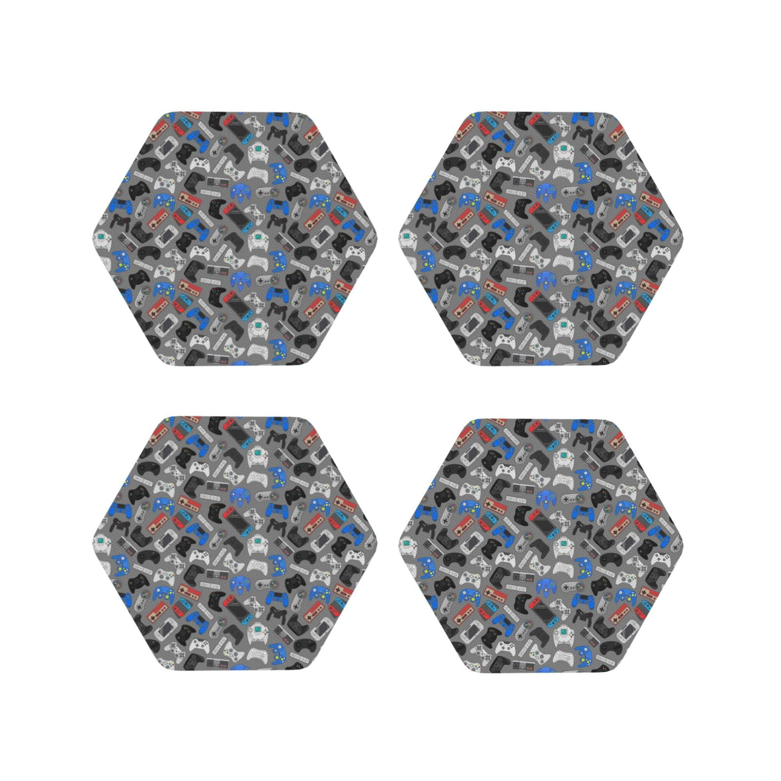 Junzan Video Game Print Coasters for Drinks - Leather Coasters Set of 4 ...
