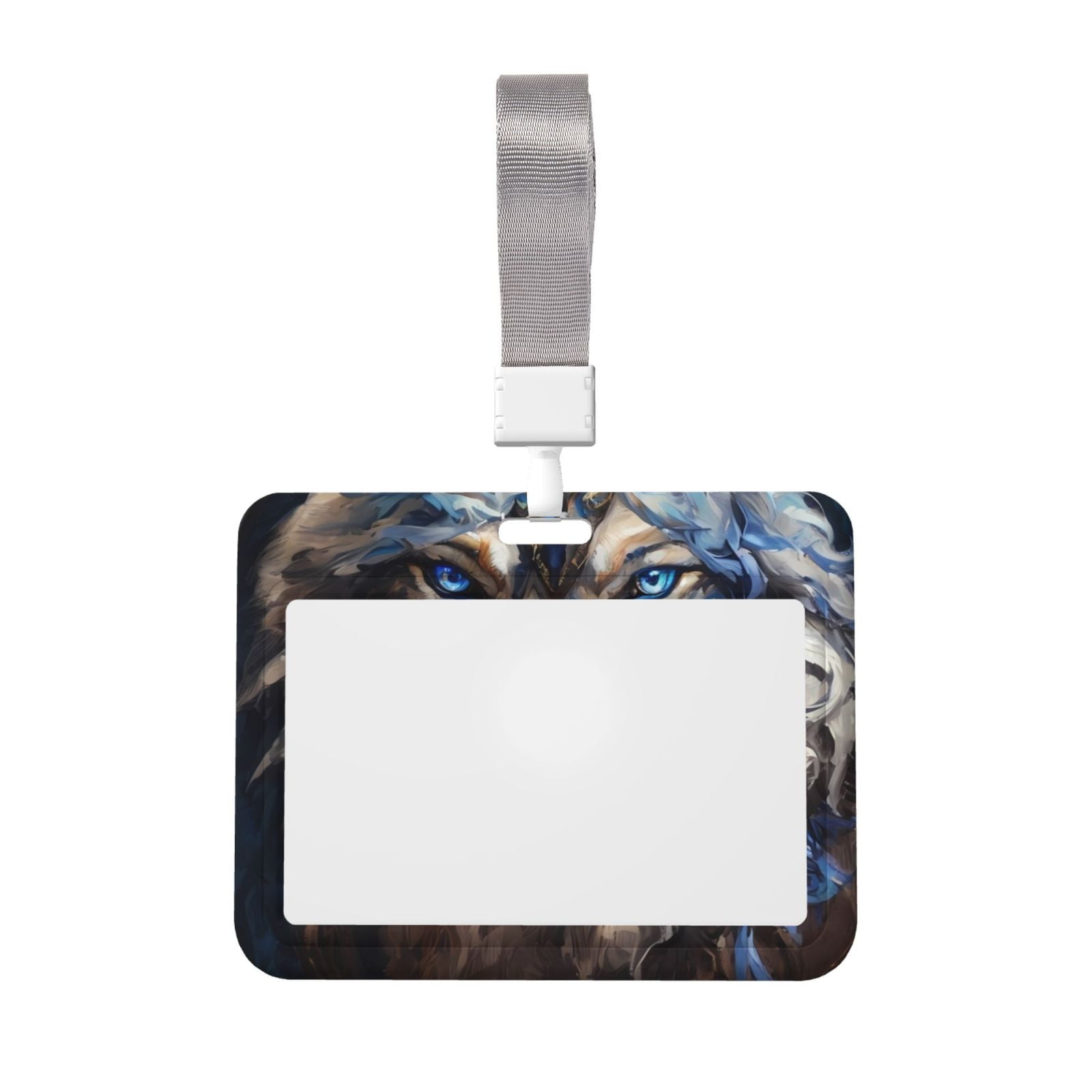 Junzan Vintage Blue Floral Wolf ID Badge Holder with Windows Key Card ...