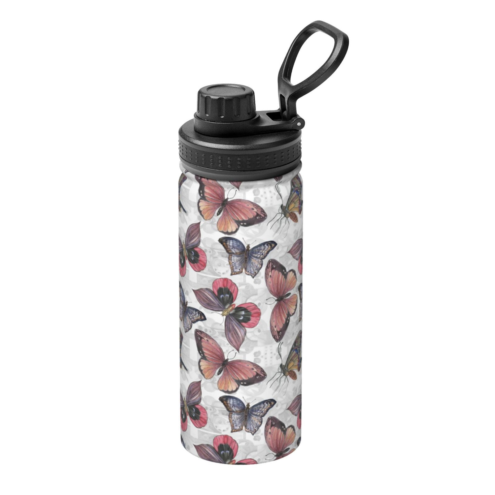Junzan Vintage Butterflies Pattern 18OZ Stainless Steel Sports Water ...