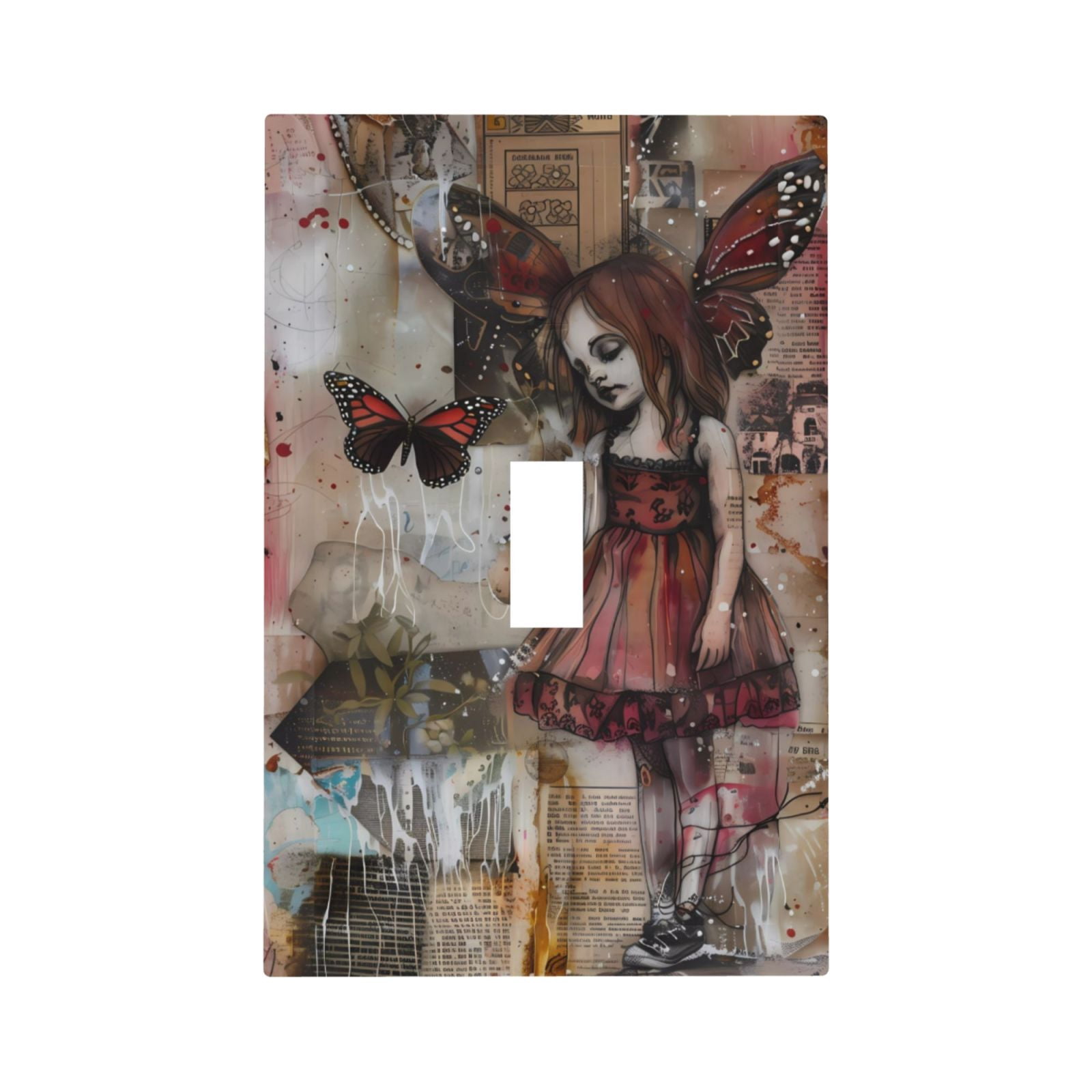 Junzan Vintage Collage Girl Butterfly for Electrical Outlet Covers, 5 ...
