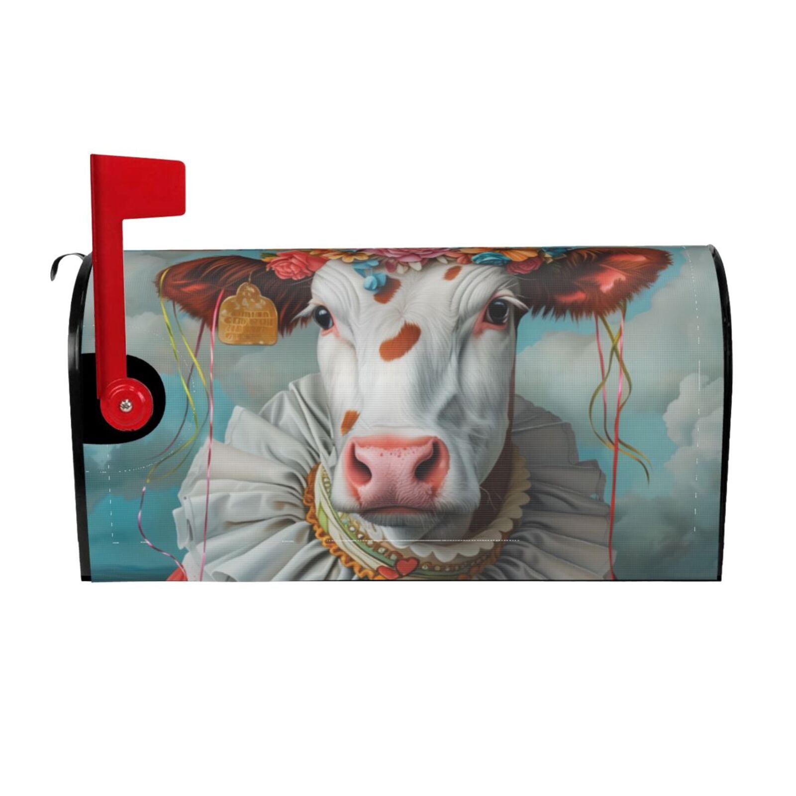 Junzan Vintage Colorful Floral Cow Pattern Mailbox Covers,Magnetic ...