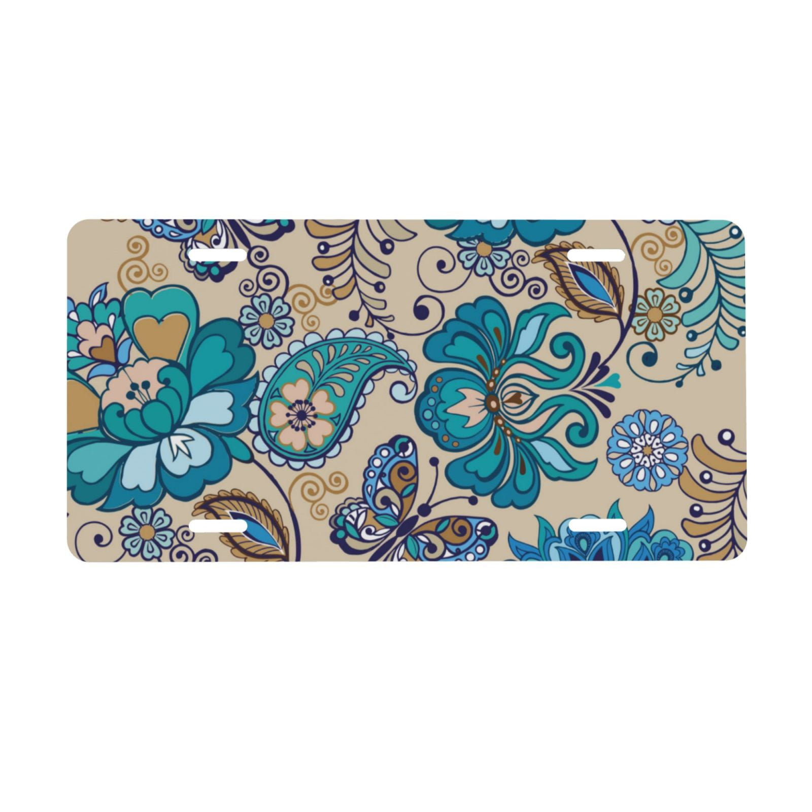 Junzan Vintage Floral Butterflies Front License Plate Covers Decorative ...