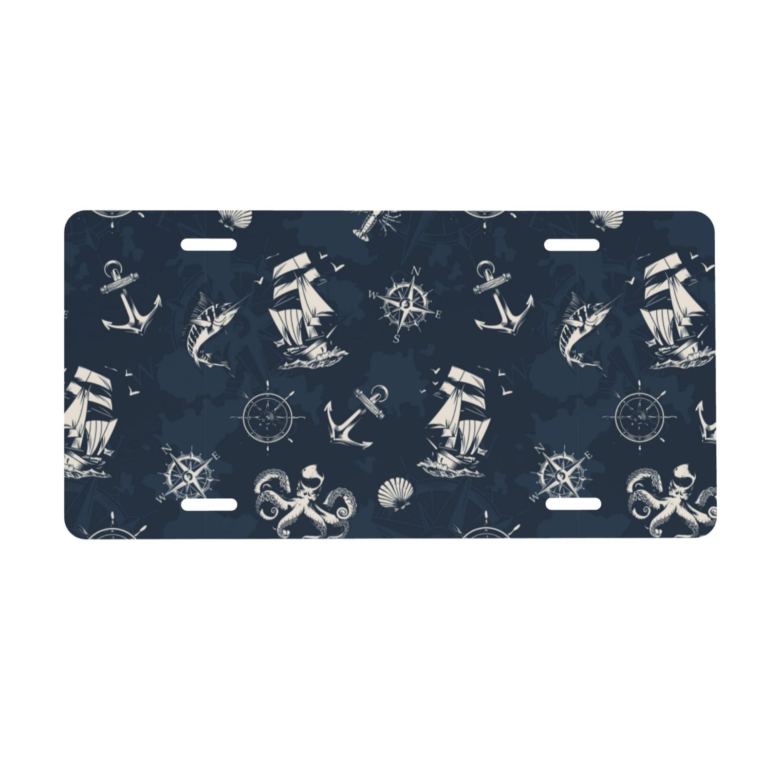 Junzan Vintage Marine Front License Plate Covers Decorative Car Metal ...
