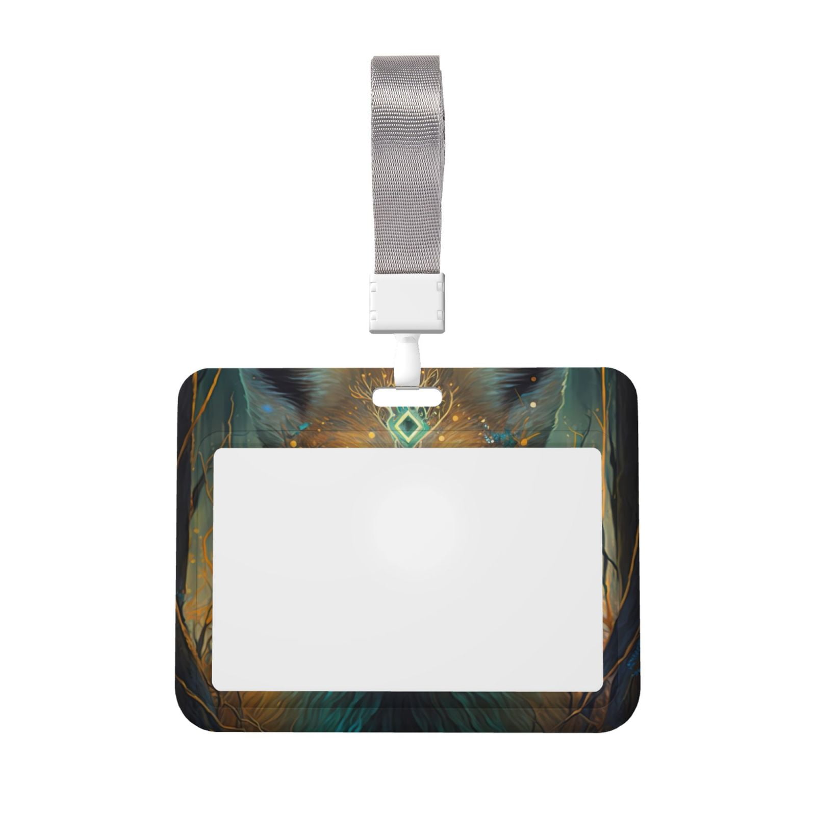 Junzan Vintage Pattern Fox ID Badge Holder with Windows Key Card Work ...