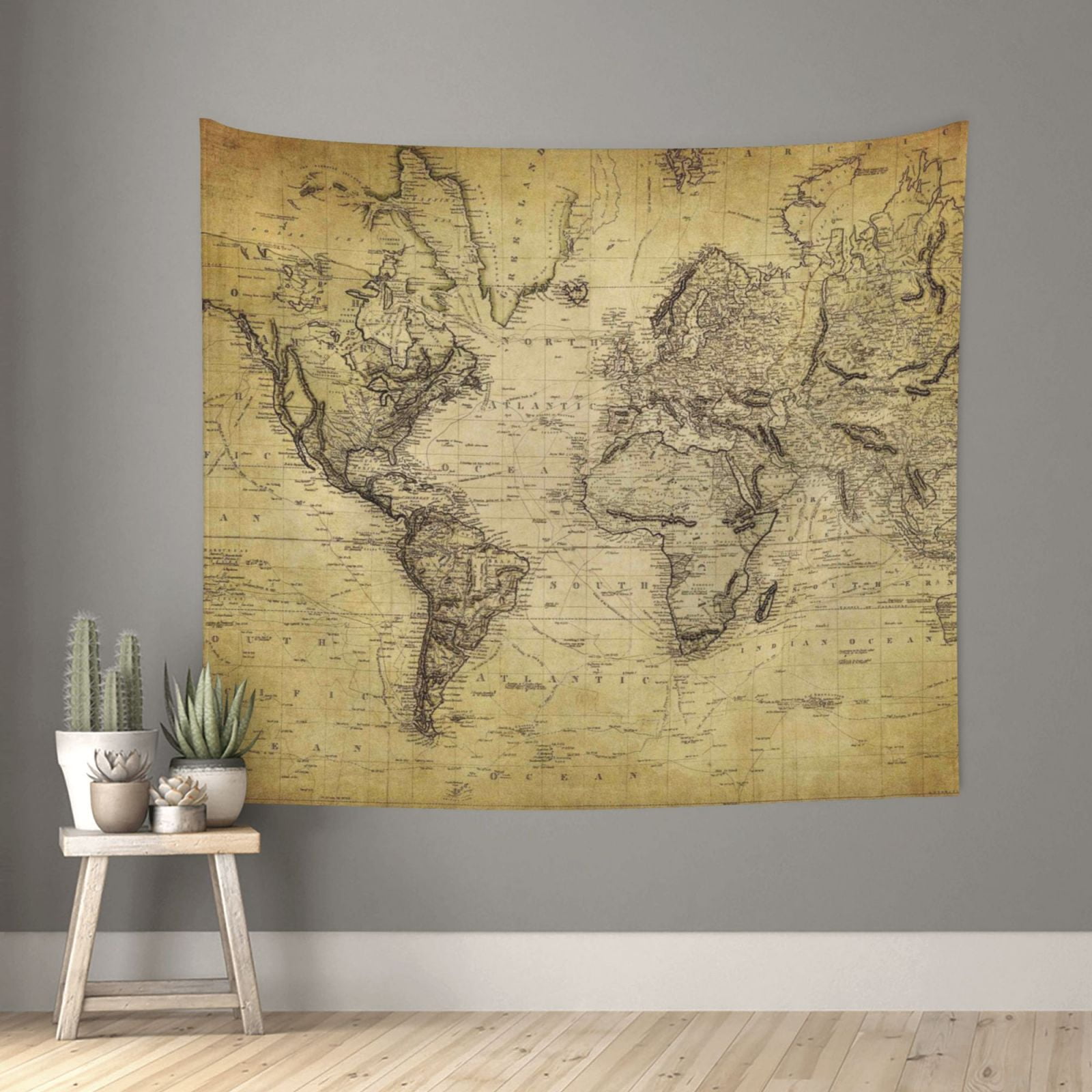 Junzan Vintage World Map Tapestry Wall Tapestry Home Decor For Room ...