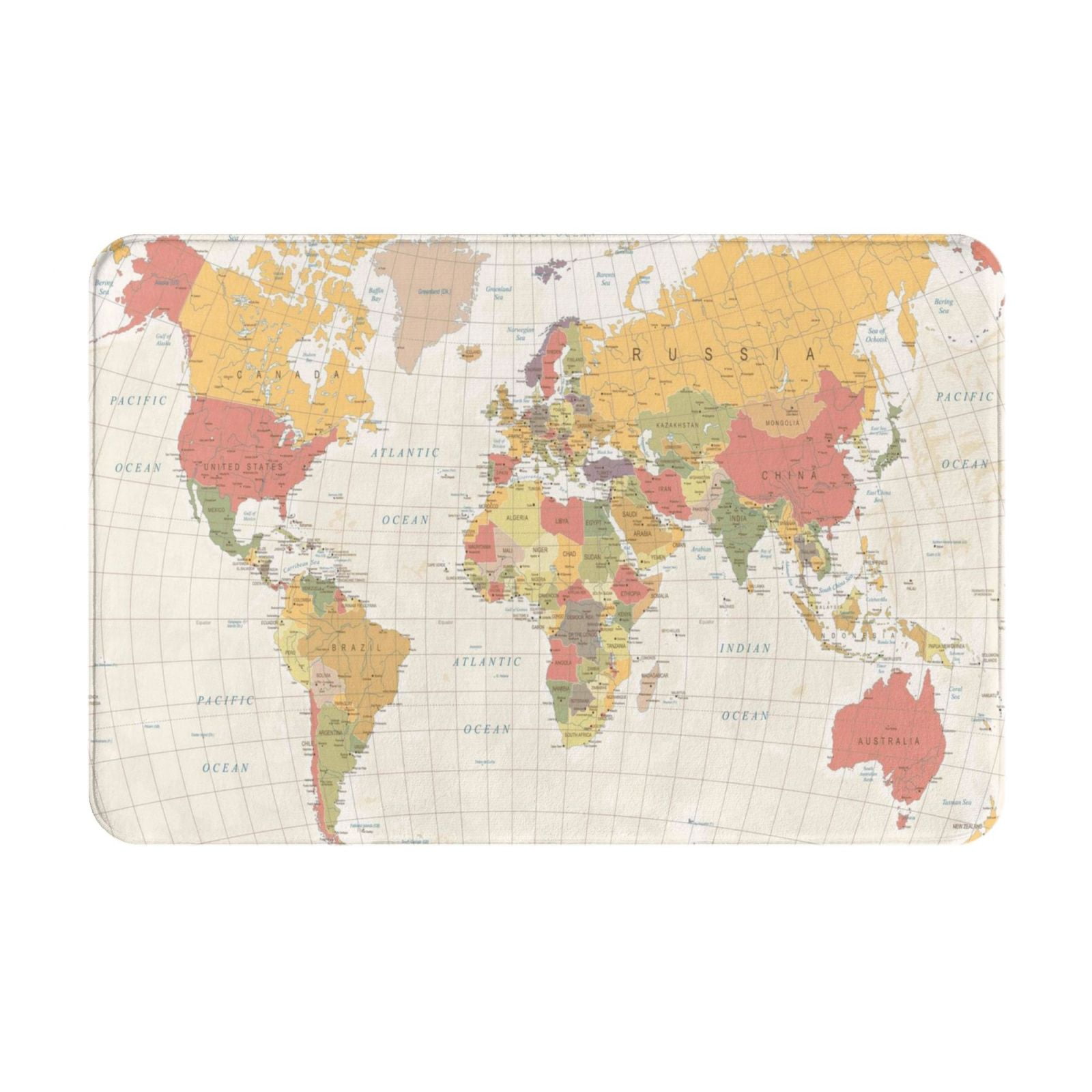 Junzan Vintage World Map1 Custom Funny Welcome Doormat Personalized Door Mats Decorative ...
