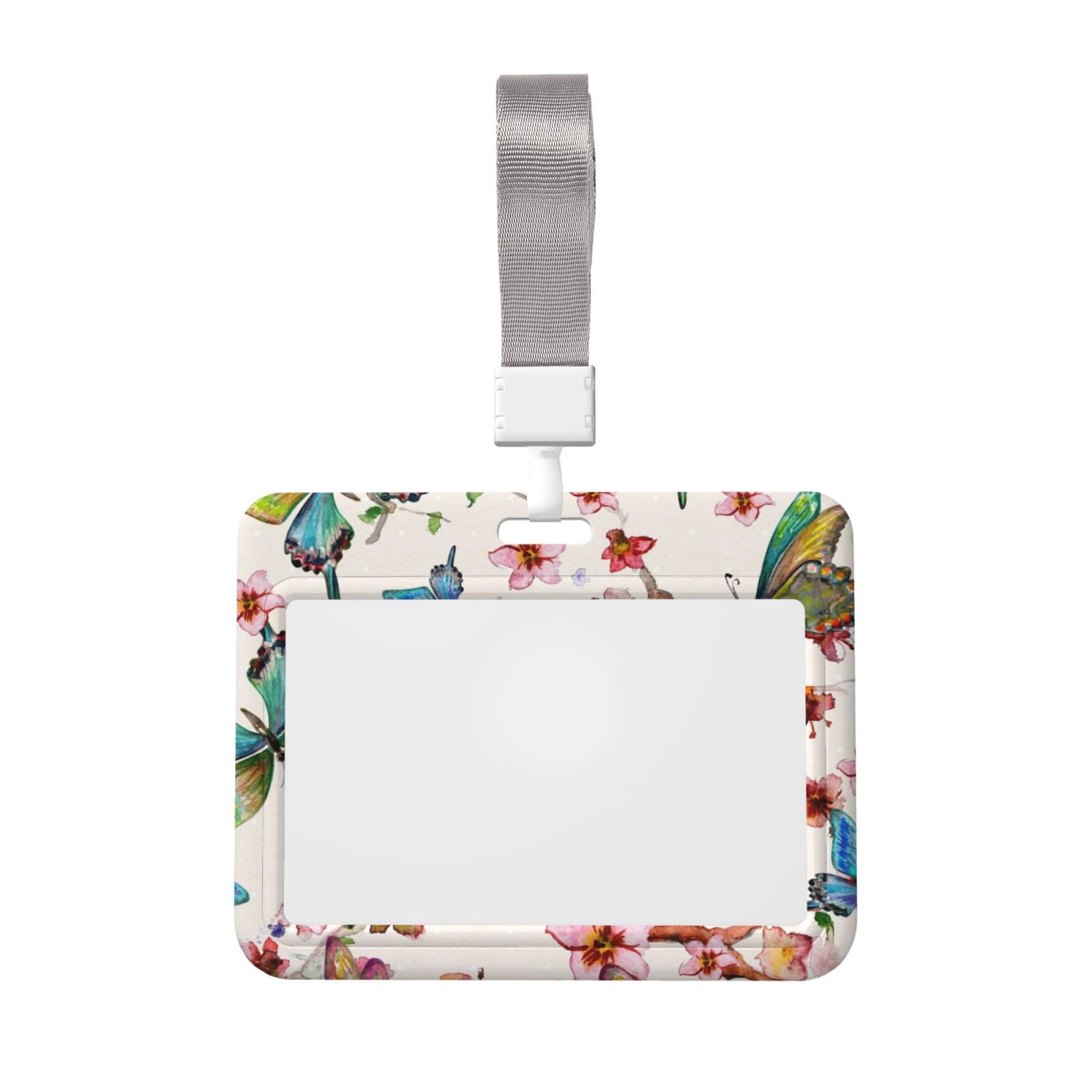 Junzan Watercolor Floral With Butterflies Id Badge Holder With Windows ...
