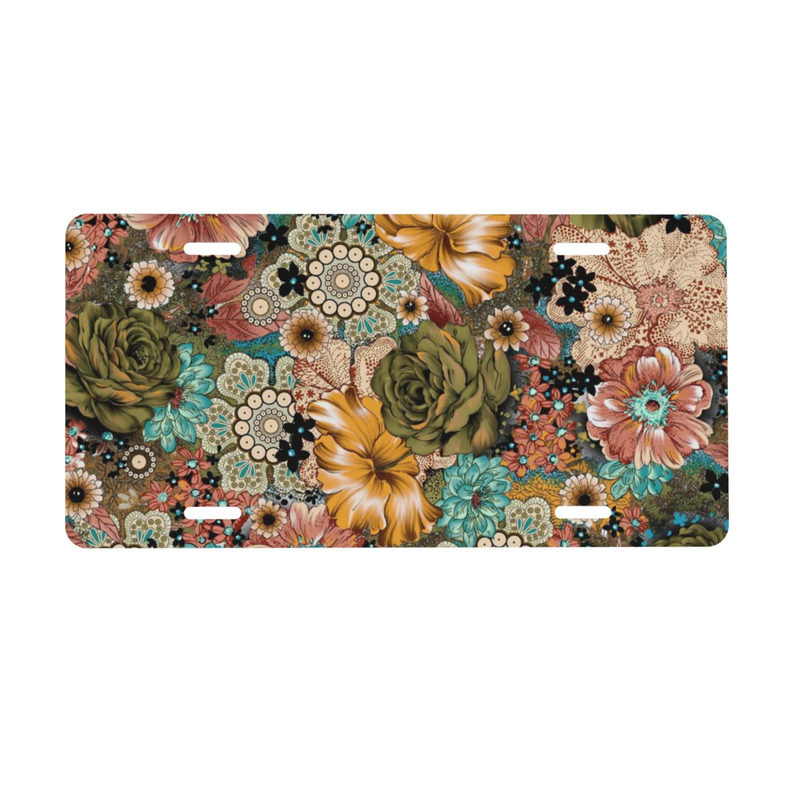 Junzan Watercolor Flower Front License Plate Covers Decorative Car ...